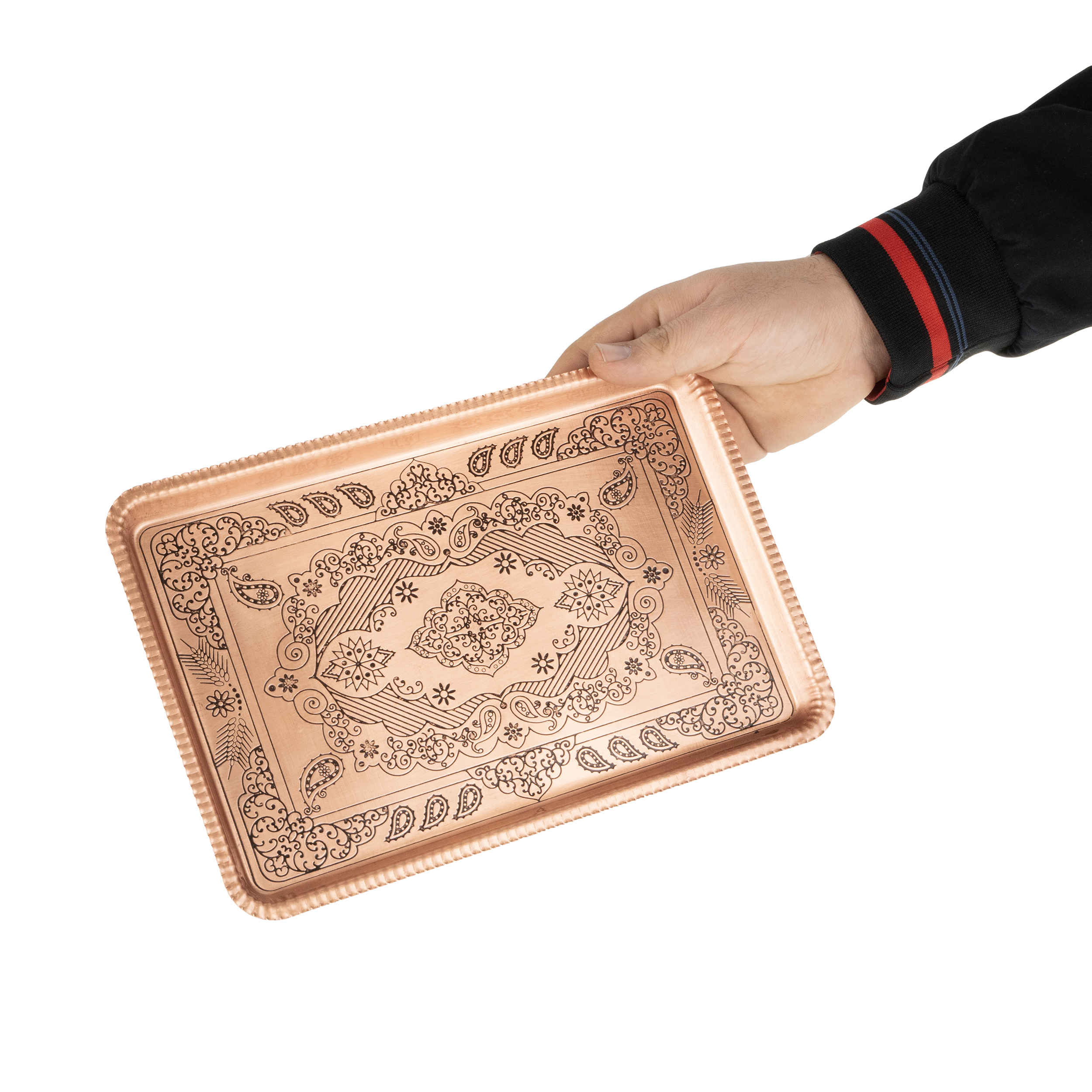 Persian Copper Serving Tray Hammered Traditional Paisley Handcrafted ...