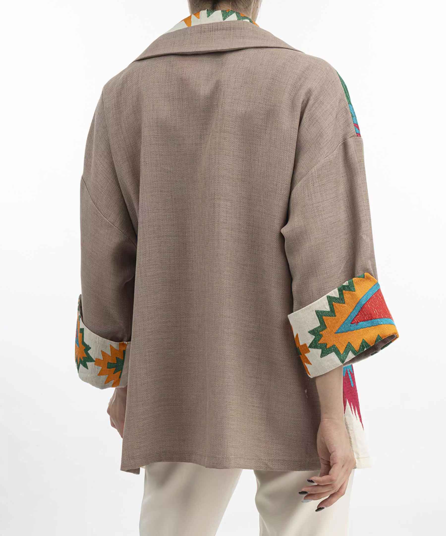 Persian Embroidered Manto for Women with Geometric Design - ShopiPersia