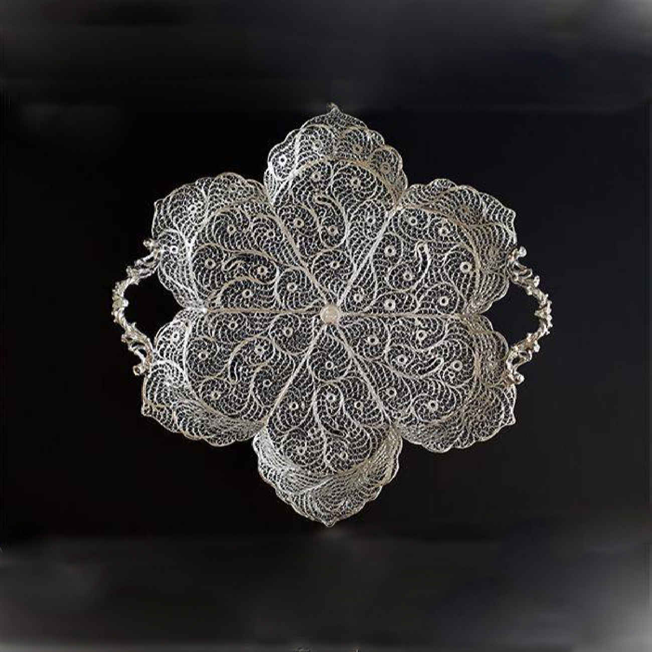 Persian Filigree Copper Tray Artisanal Decorative - ShopiPersia