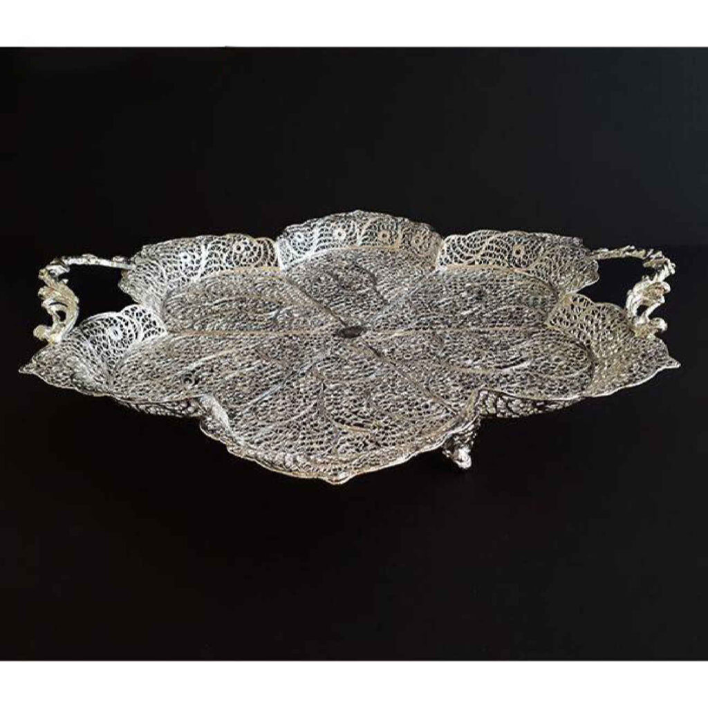 Persian Filigree Copper Tray Artisanal Decorative - ShopiPersia