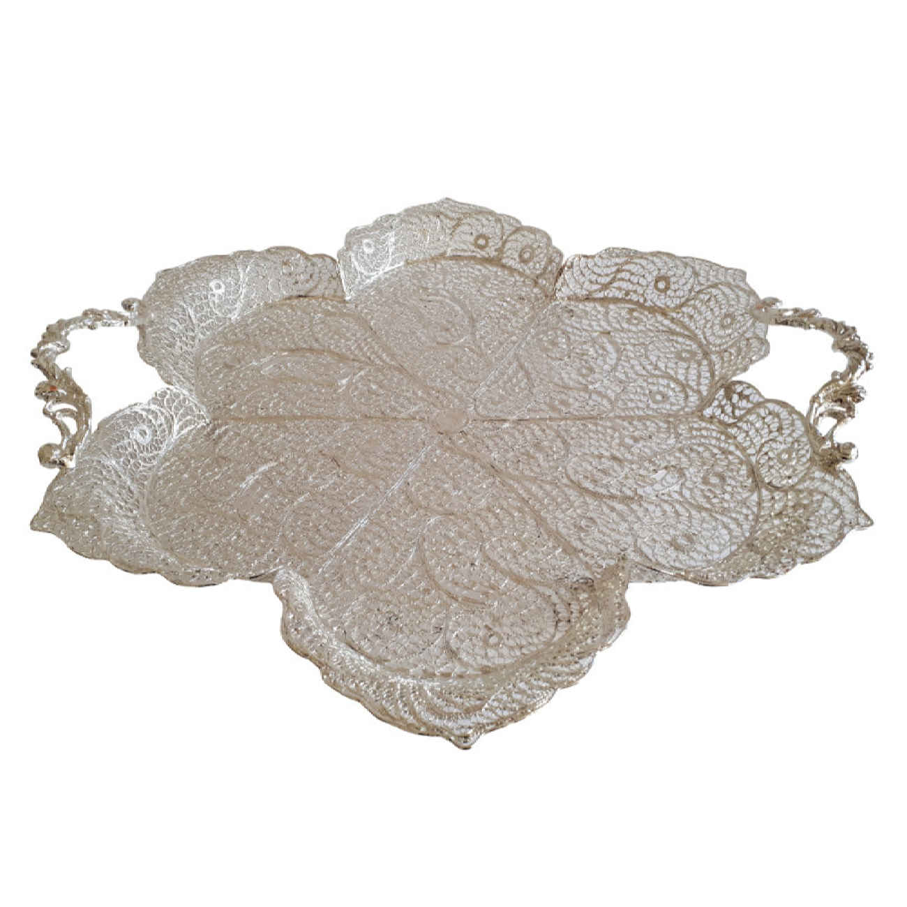 Persian Filigree Copper Tray Artisanal Decorative - ShopiPersia