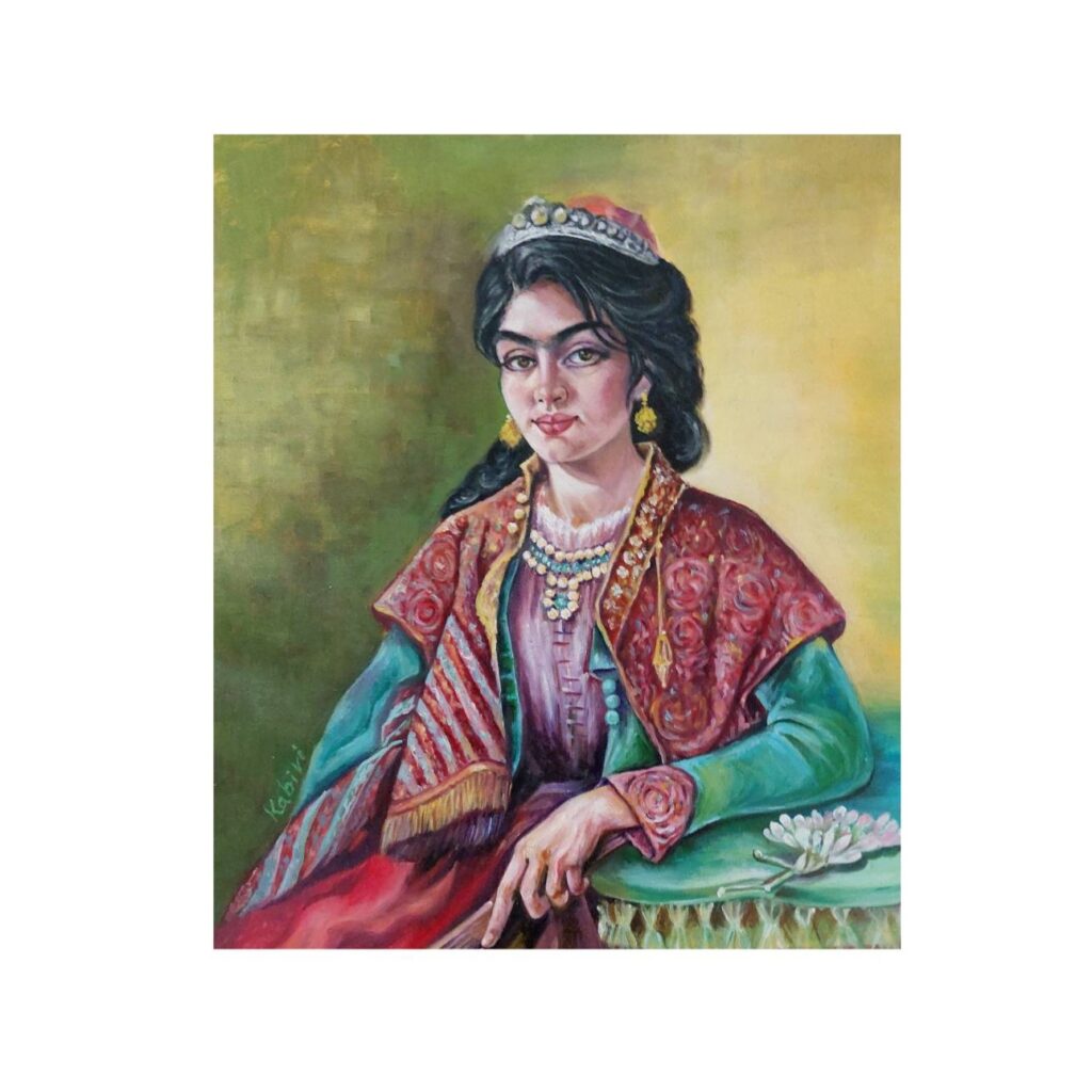 Original Persian Qajar Art Painting: Oil on Canvas, Qajar Girl Portrait ...
