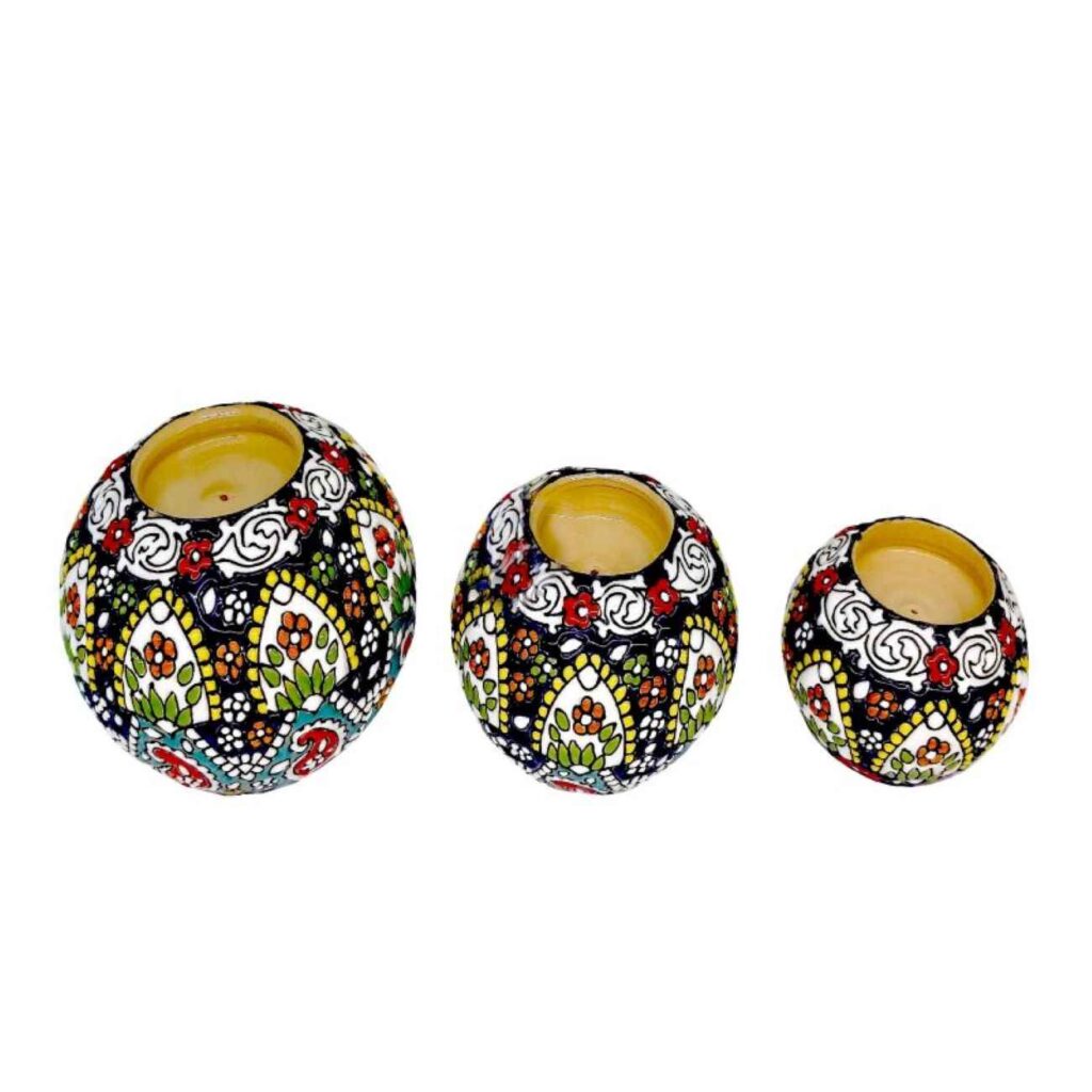 Persian Pottery Candlestick Minakari Handcraft with Artistic Design ...