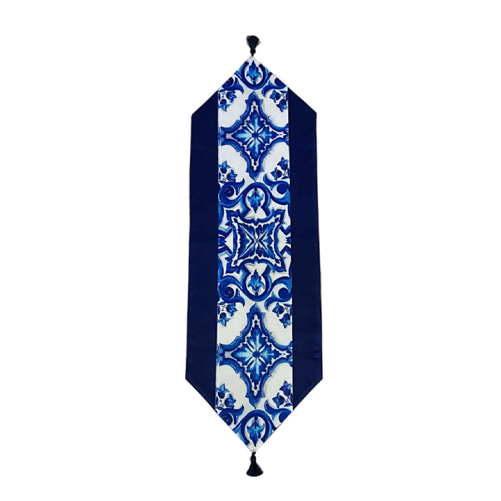 Persian Printed Table Runner with Velvet Eslimi Design - ShopiPersia
