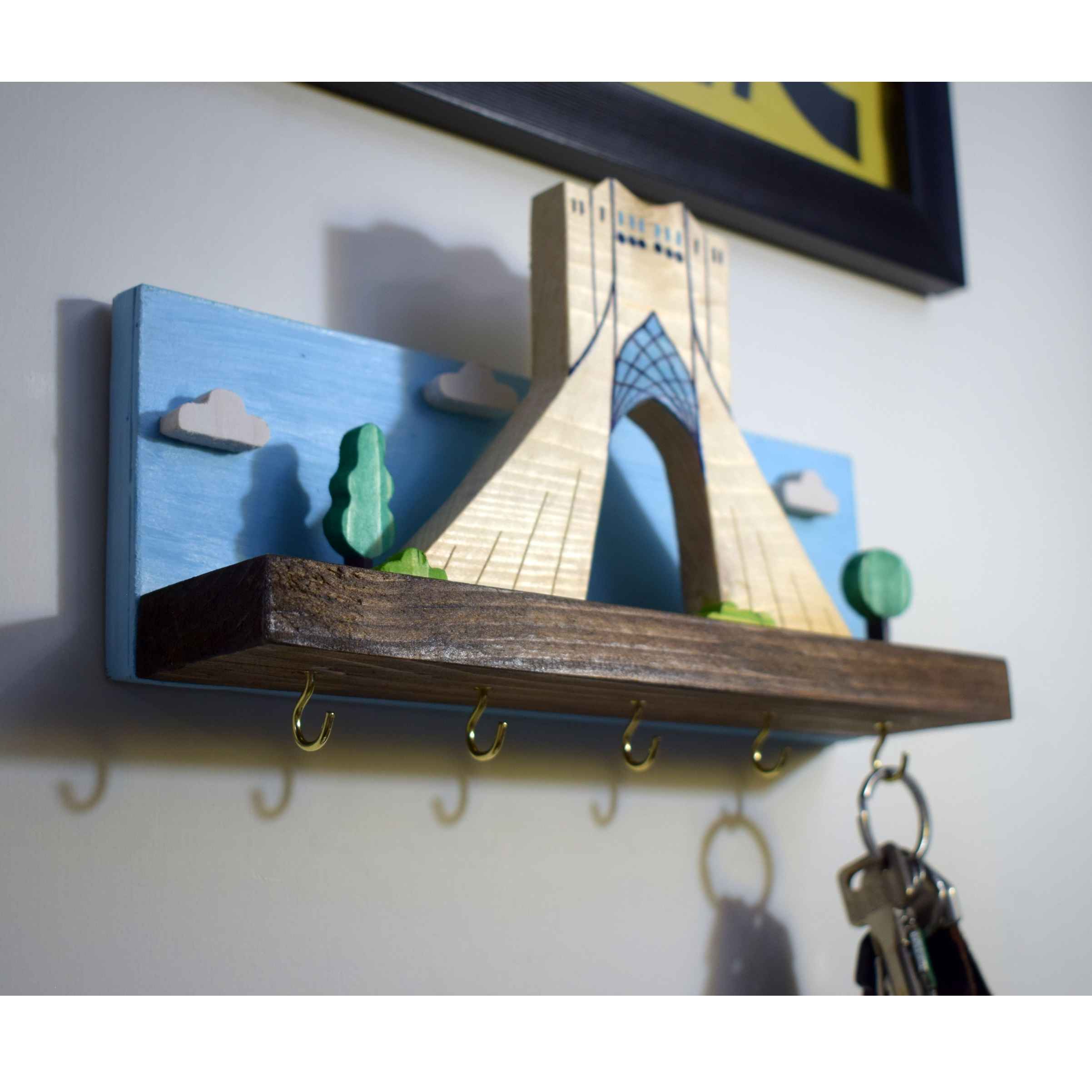 Decorative & Handcrafted Wall Key Holder with Azadi Tower Design ...