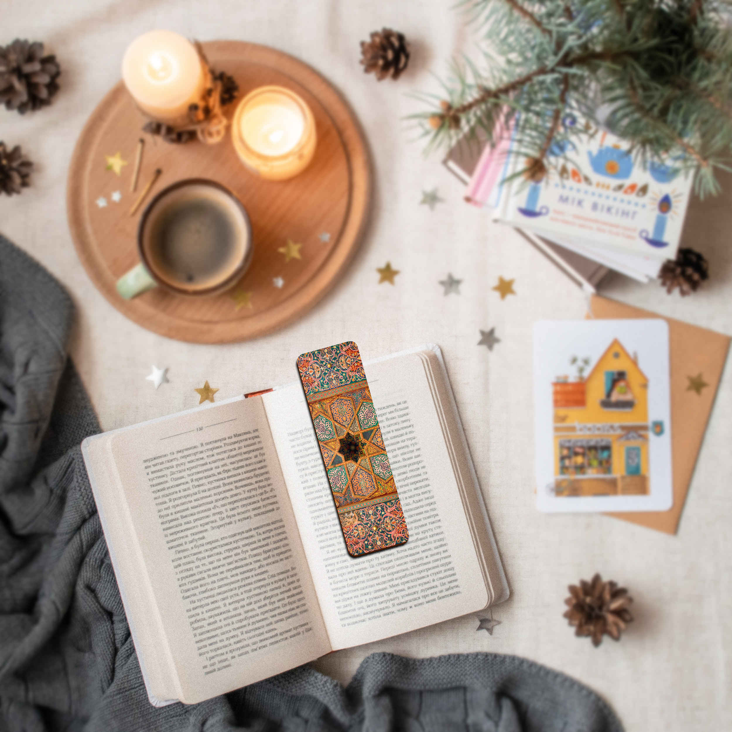 Artistic Persian Inspired Wooden Bookmark Traditional Design - ShopiPersia