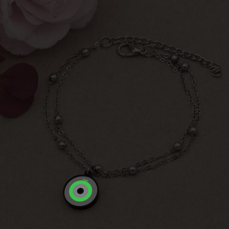 Steel Cheshm Nazar Layered Anklet Model Phosphorescent - ShopiPersia