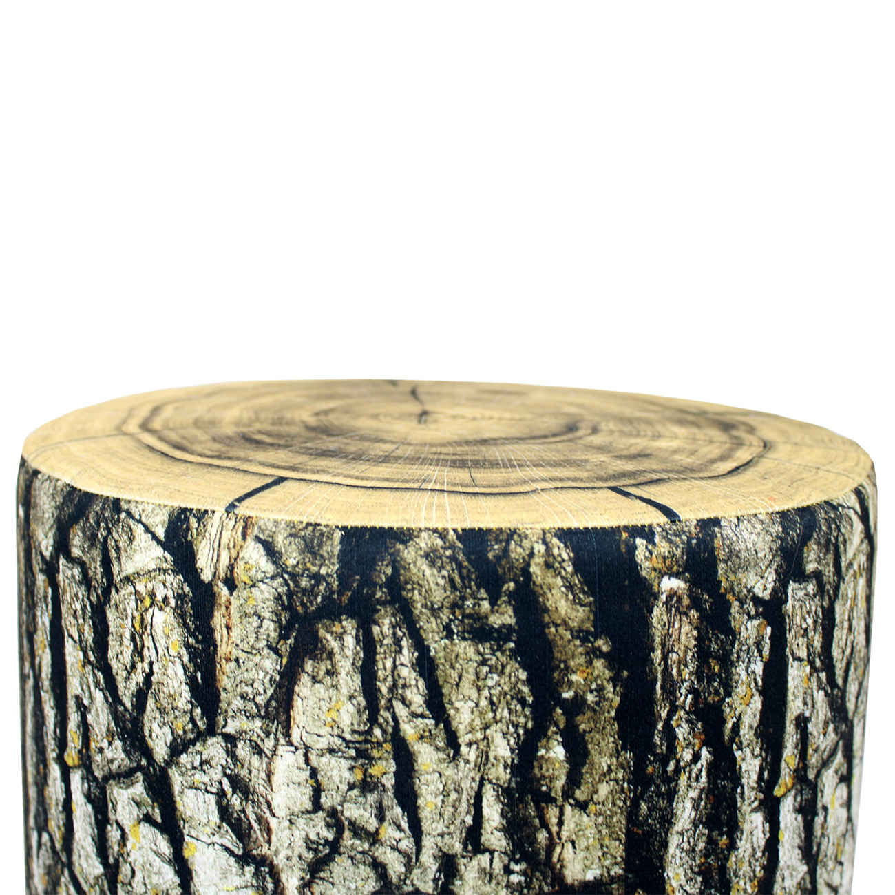 Round Velvet Footstool with Tree Trunk design & Wooden Legs - ShopiPersia