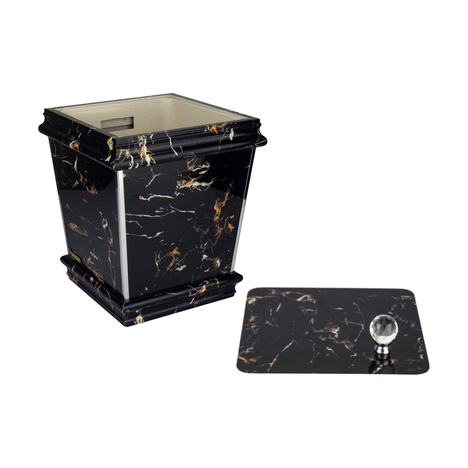 Waste Basket & Tissue Box Cover Set Marble Design - ShopiPersia