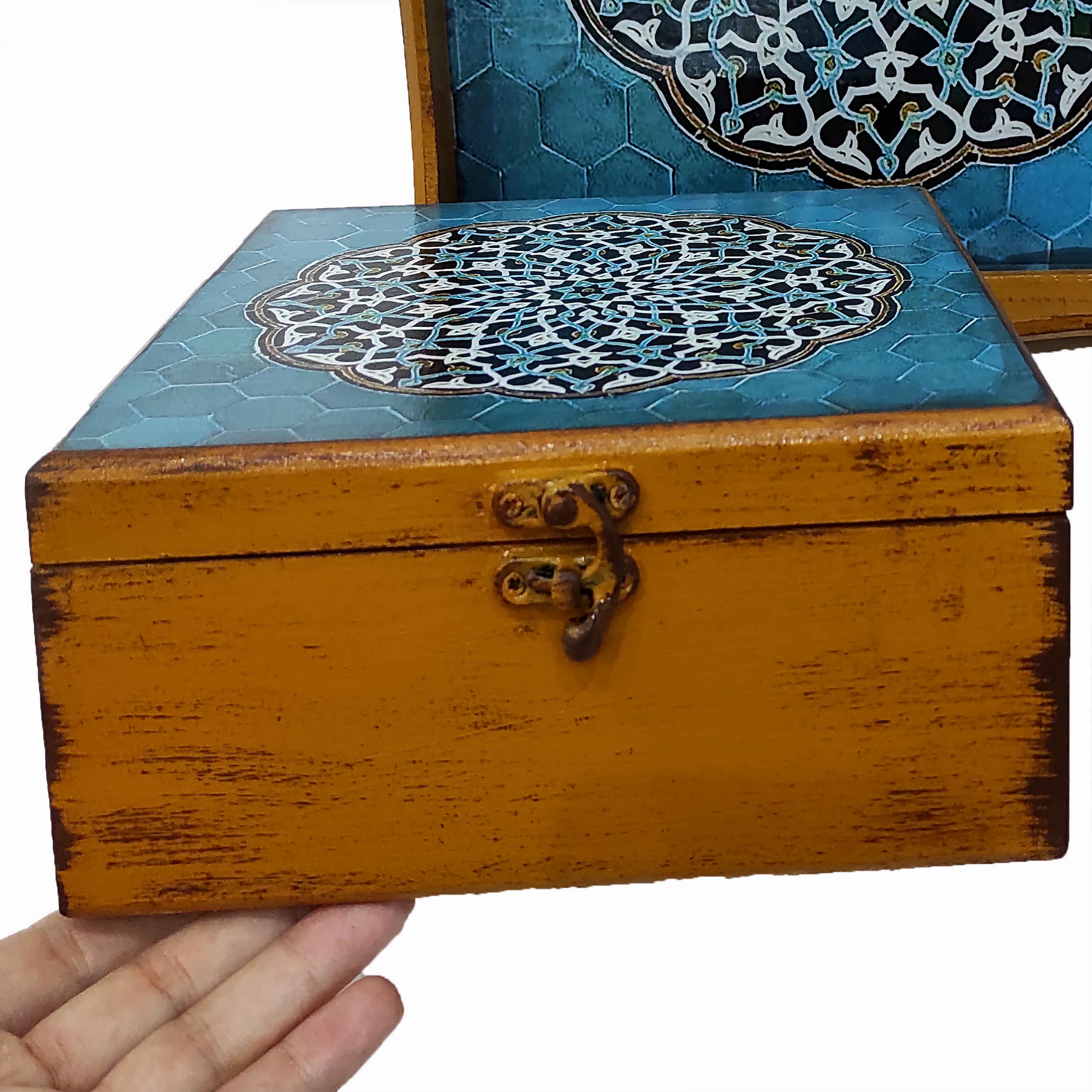 Wooden Candy Box Featuring Mandala Design - ShopiPersia