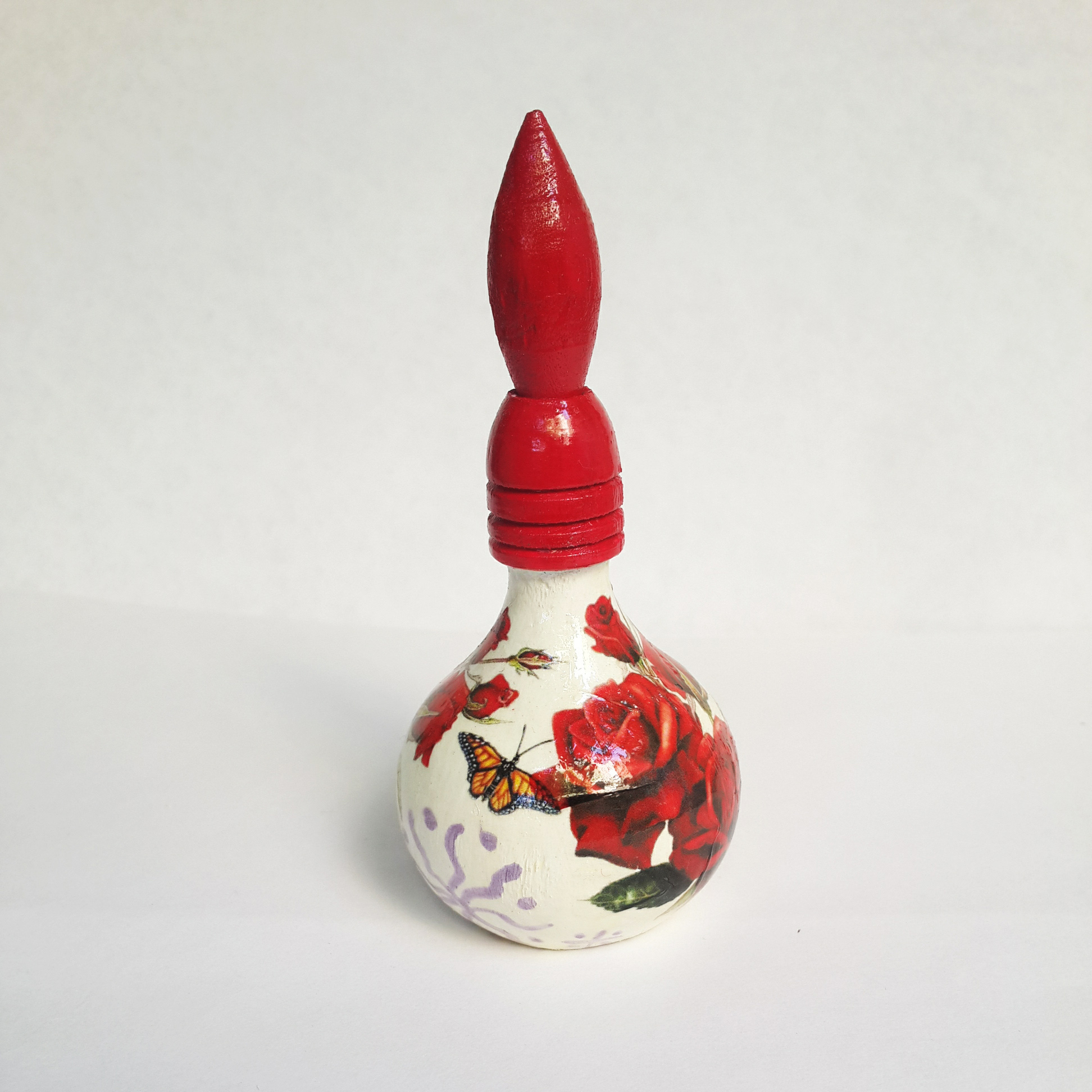 Wooden Persian Surma Dani Kohl Holder Floral Red (x2) - ShopiPersia