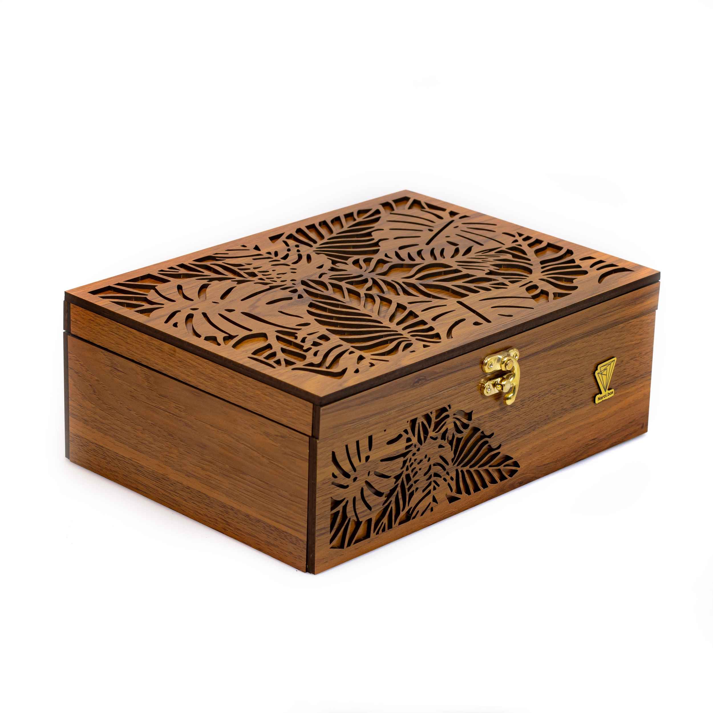 Nature-Inspired Tea Box with Carved Leaf Design - ShopiPersia