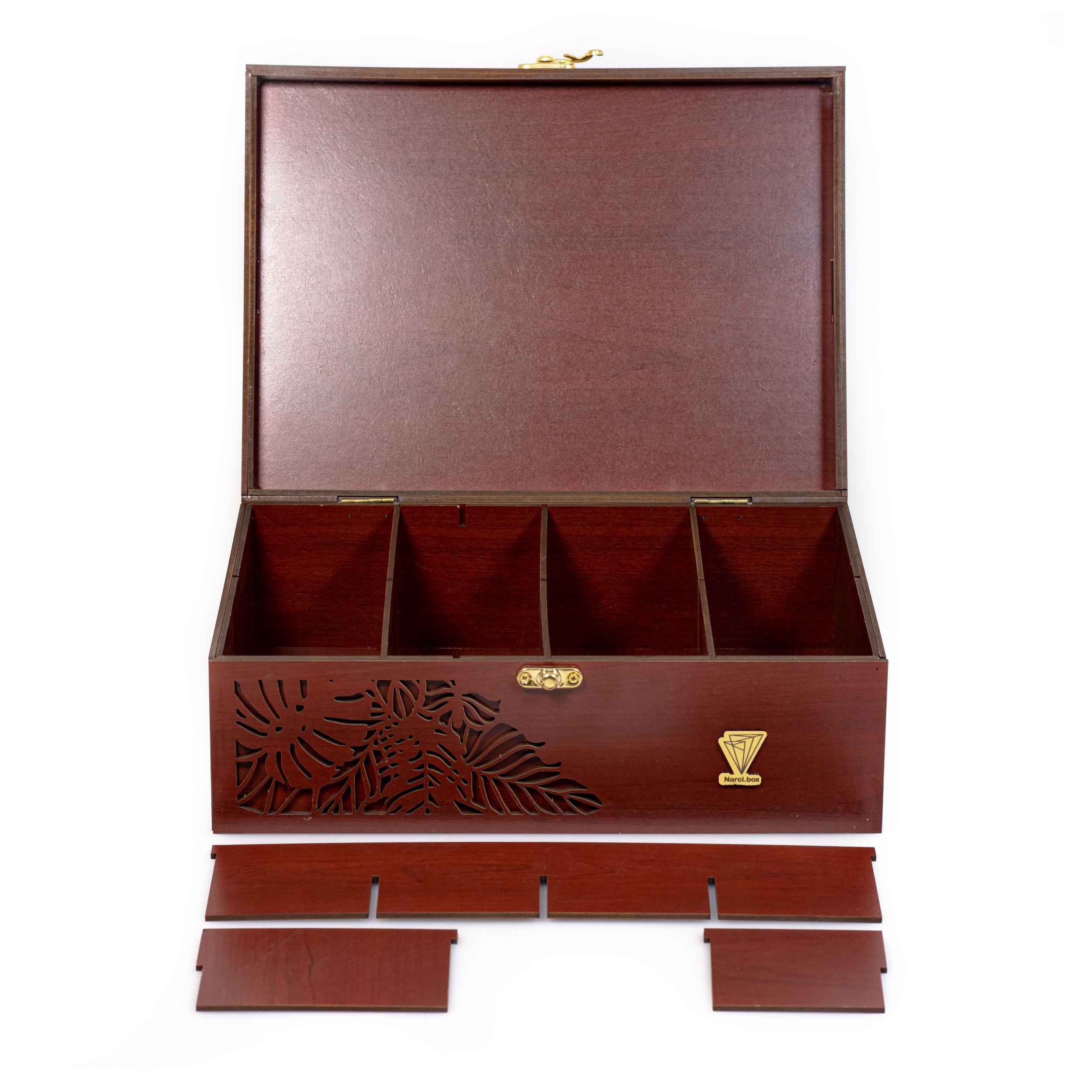 Nature-Inspired Tea Box with Carved Leaf Design - ShopiPersia