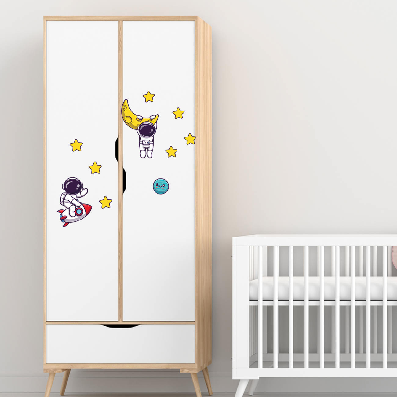 Baby Wooden Wall Stickers with Astronaut Design - ShopiPersia