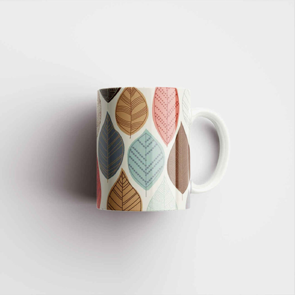 Ceramic Coffee Mug with Leaf Design - ShopiPersia