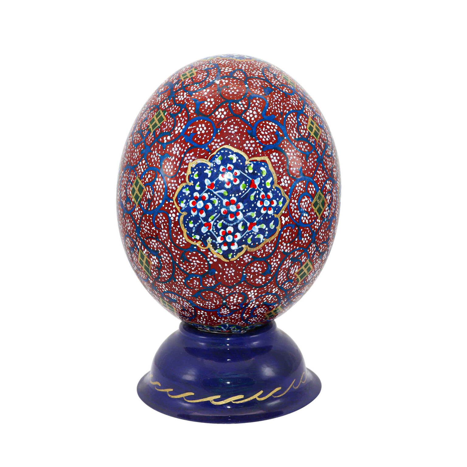 Persian Decorative Hand Painted Ostrich Egg Shell - Cream - ShopiPersia
