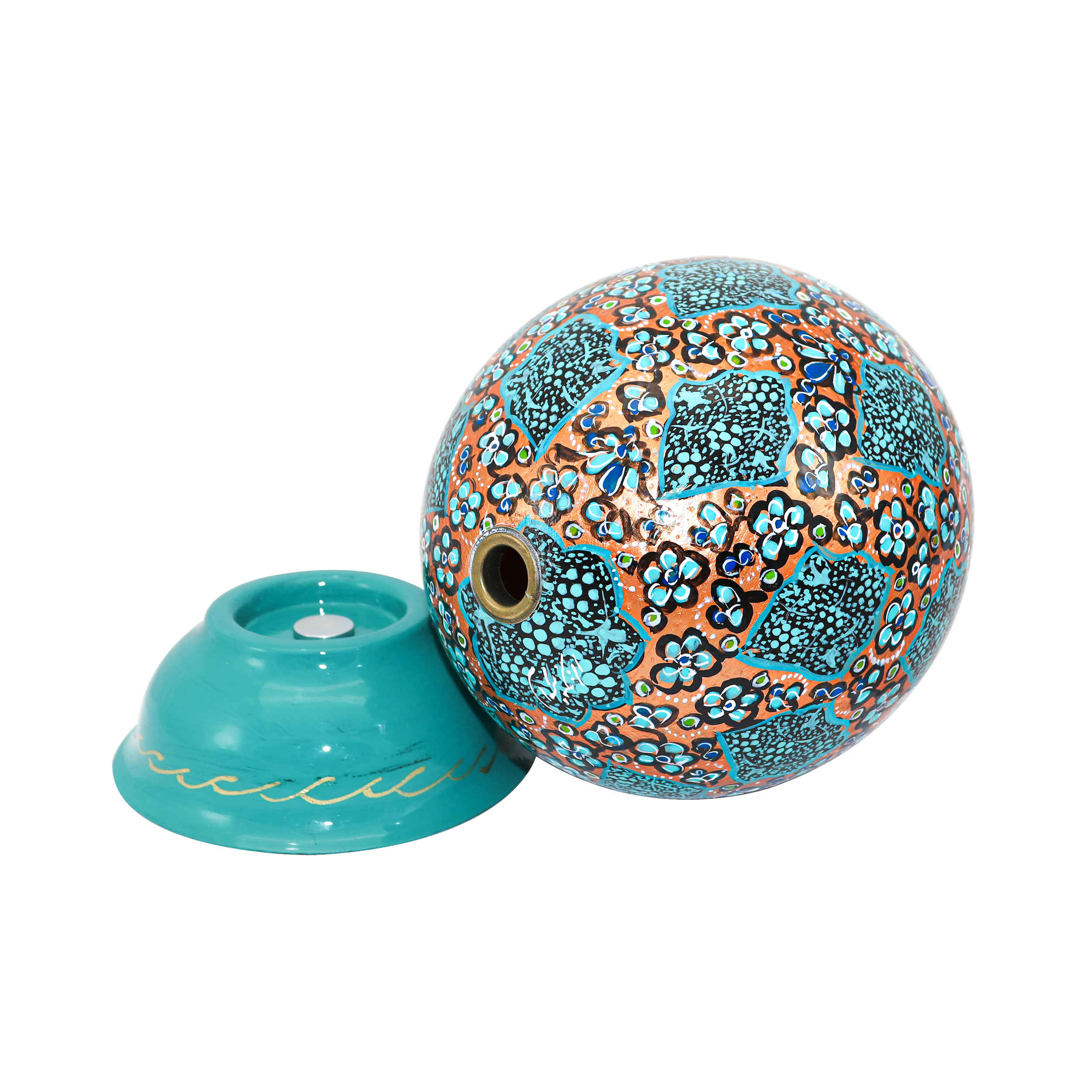 Persian Decorative Hand Painted Ostrich Egg Shell - Turquoise - ShopiPersia