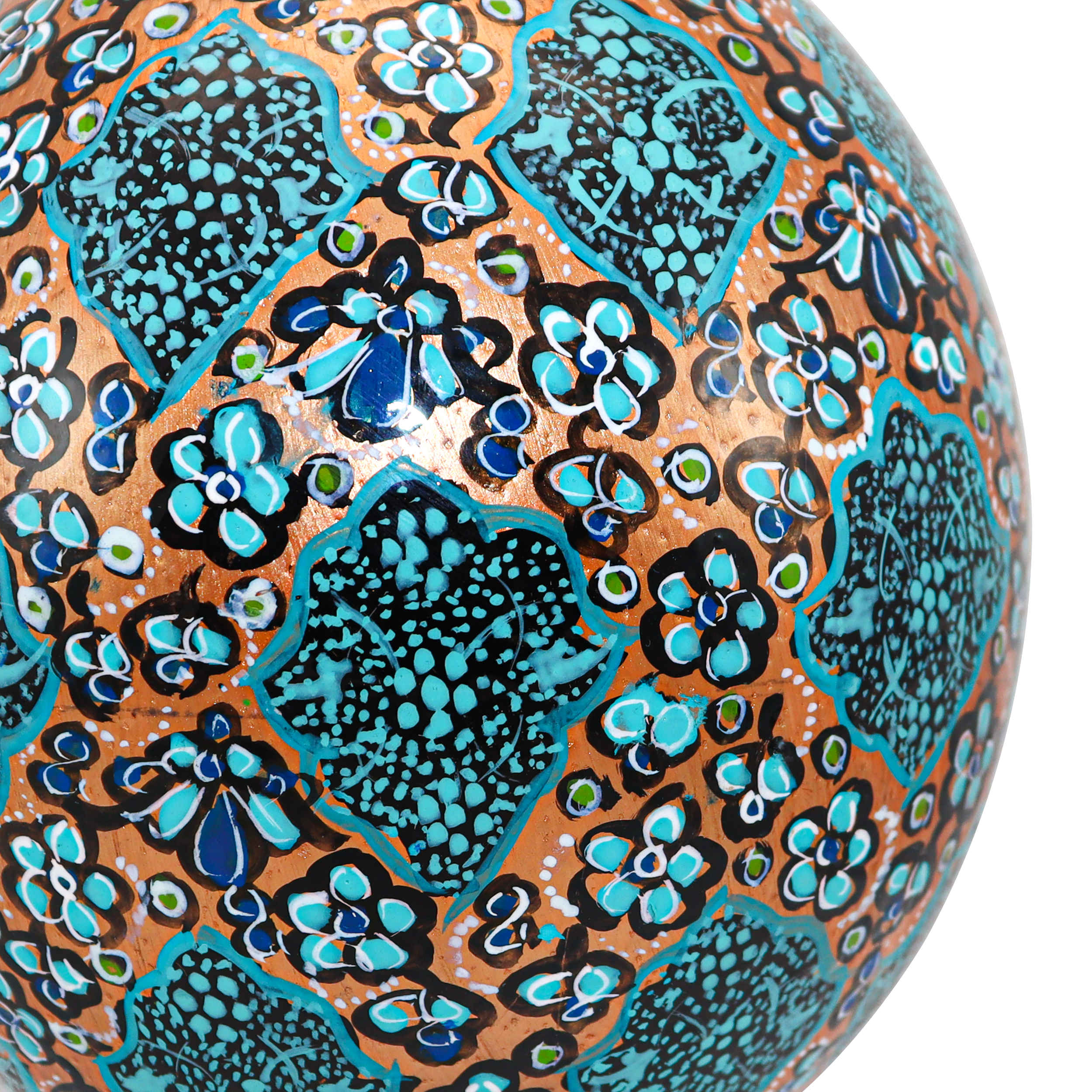 Persian Decorative Hand Painted Ostrich Egg Shell - Turquoise - ShopiPersia