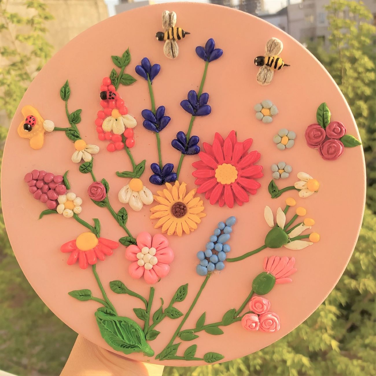 Decorative Pottery Wall Plate Adorned with Artistic Polymer Clay ...