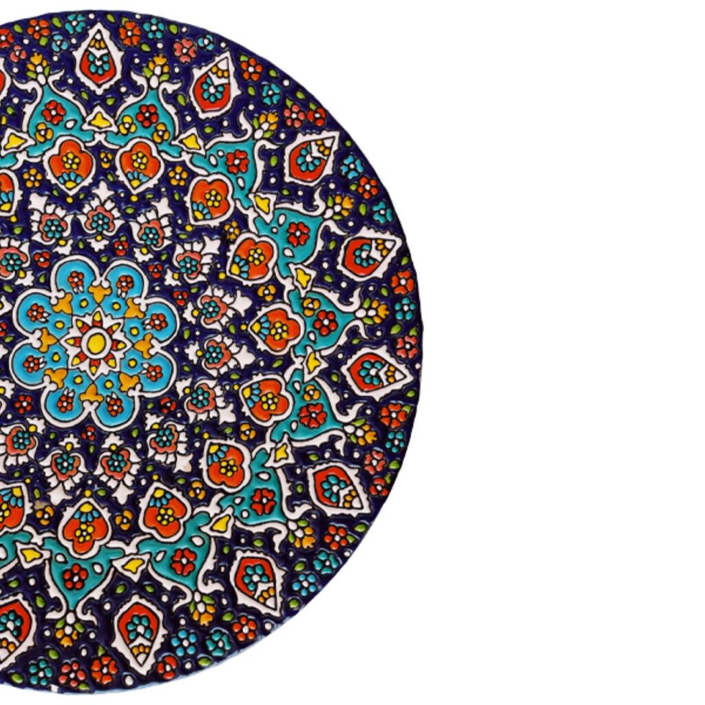 Decorative Pottery Wall Plate with Persian Minakari Enamel Elegance ...