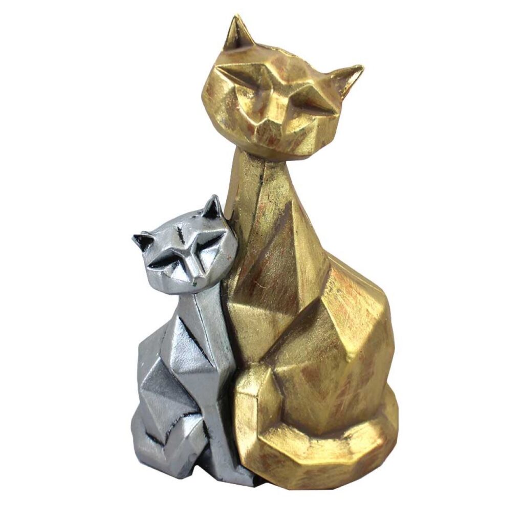Geometric Cat Family Cubism Figurine Resin Sculpture - Modern Home ...
