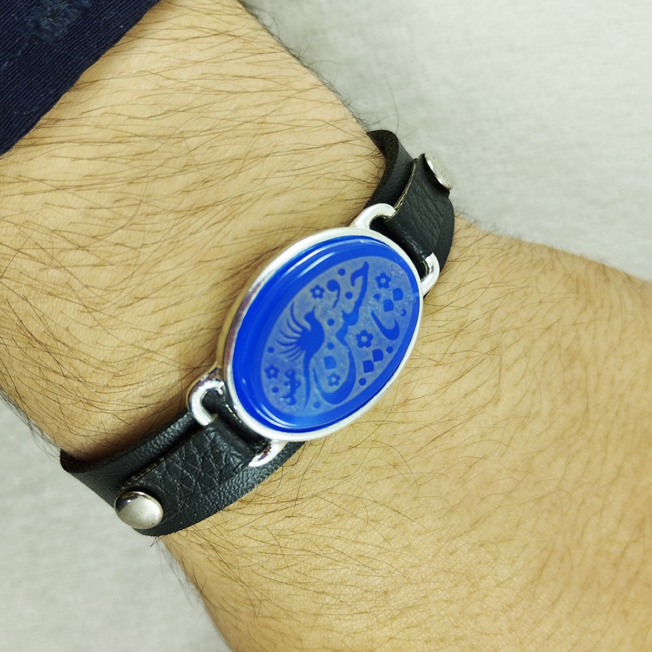 Islamic Leather Bracelet with Agate Stone for Men Model Ya Hossein ...