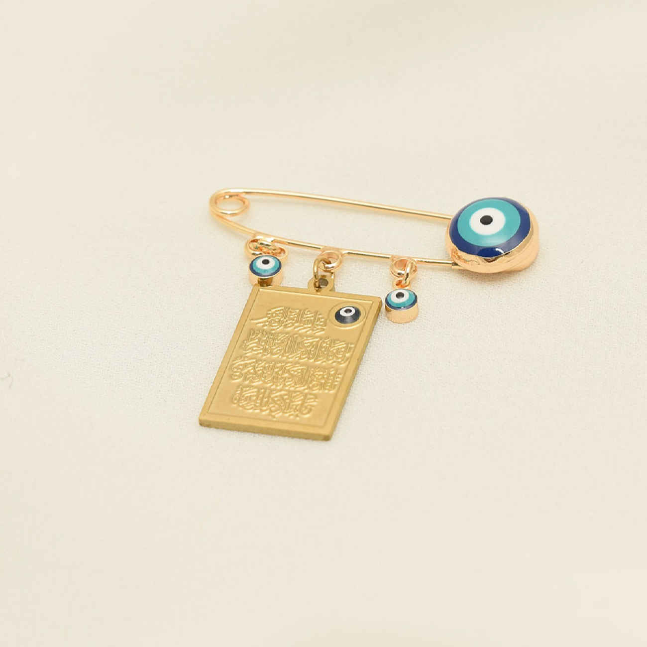 Islamic Pin Brooch for Newborn in Van Yakad & Evil Eye Design - ShopiPersia