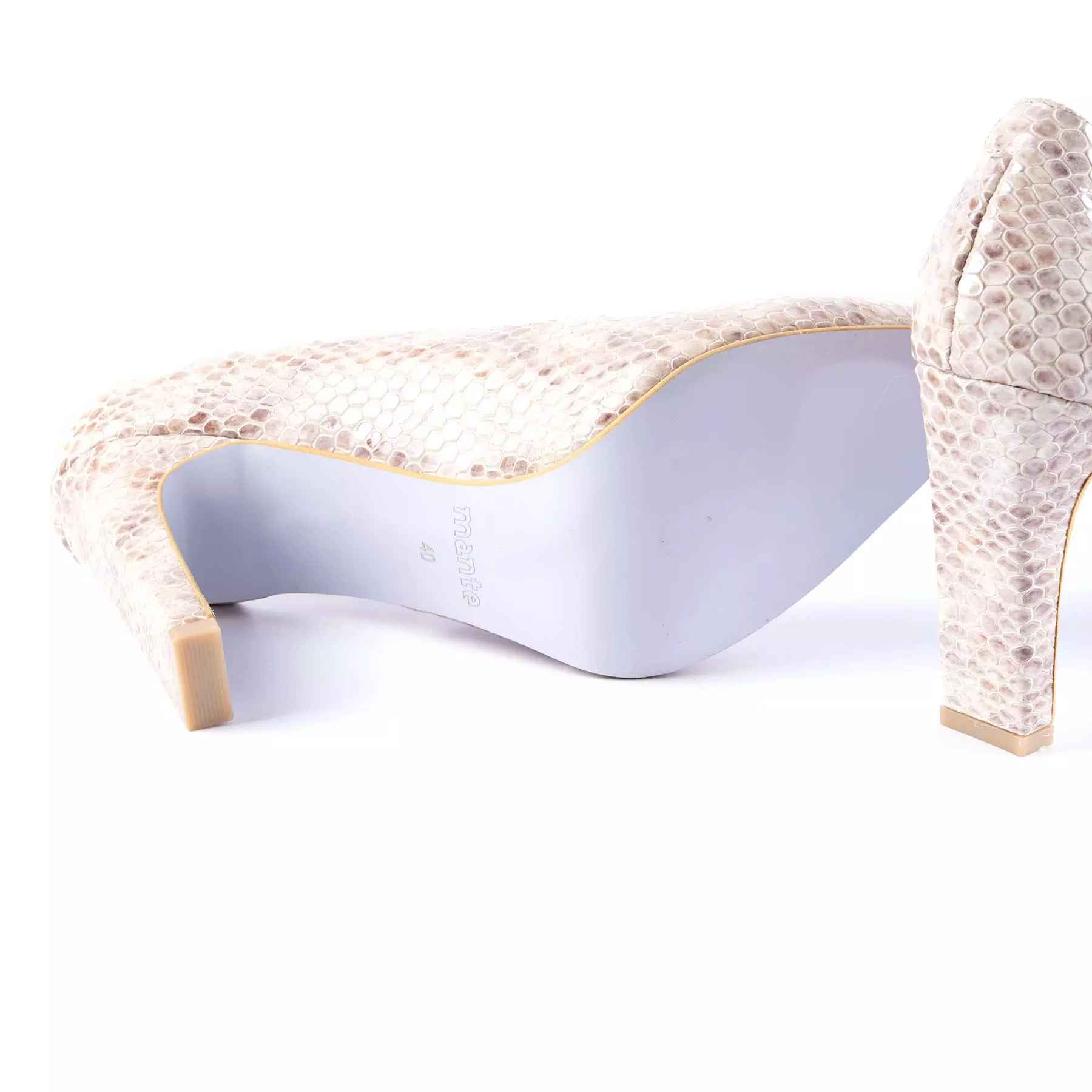 Natural Leather Pump Heels for Women with Snake Print Design - ShopiPersia