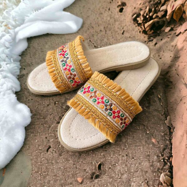 Macrame Flat Slippers for Women Handmade with Boho Design - ShopiPersia