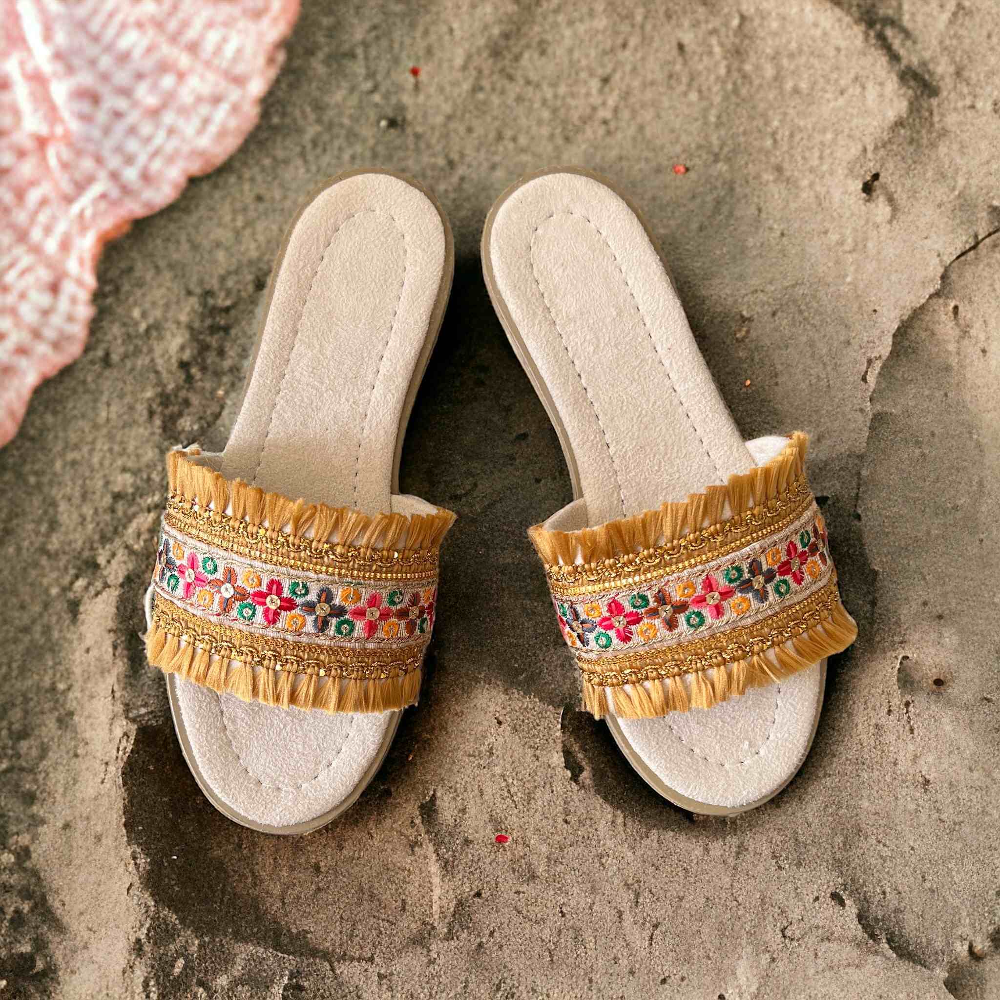 Macrame Flat Slippers for Women Handmade with Boho Design - ShopiPersia
