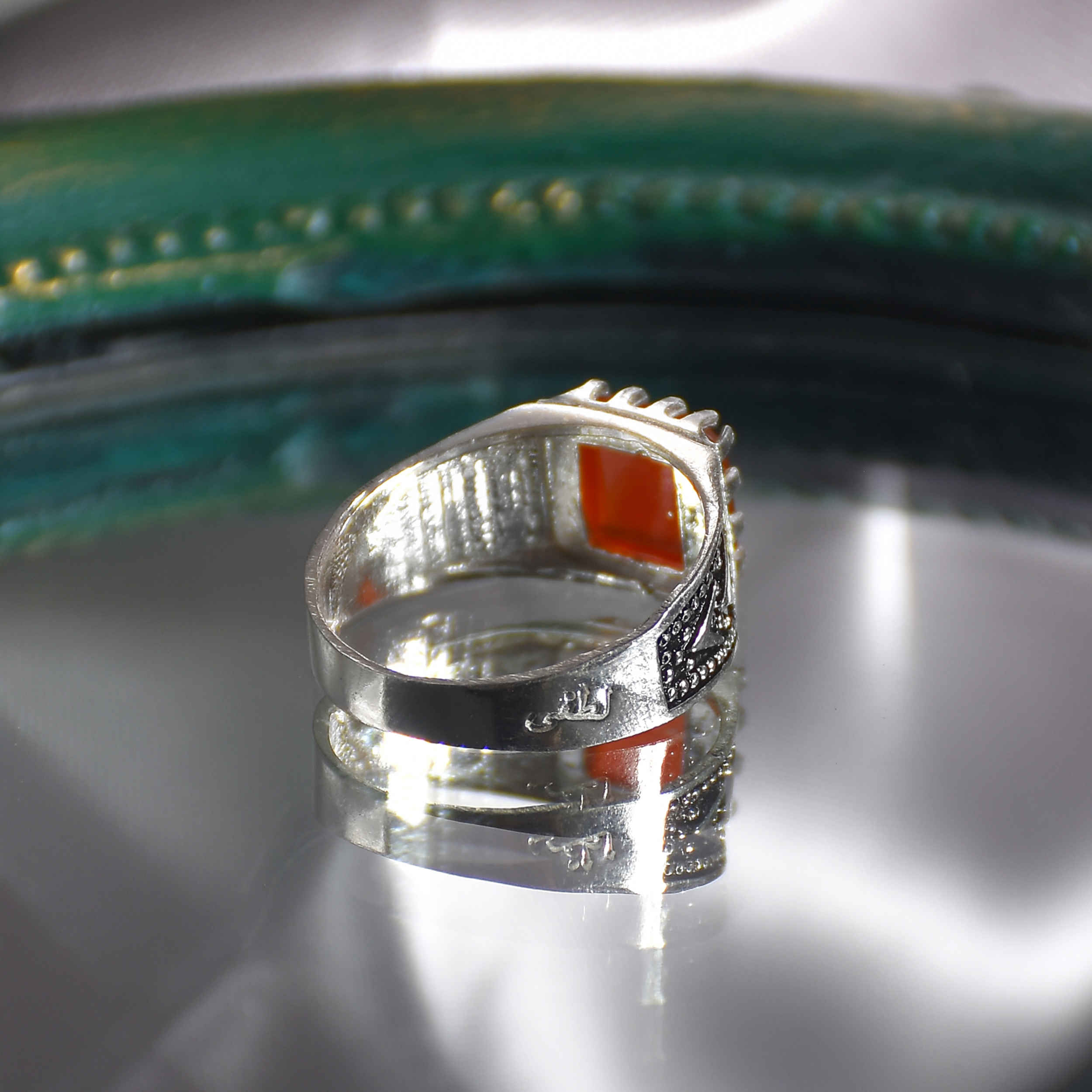 Persian Agate Silver Ring for Men Elegance Red Model ANMS - ShopiPersia