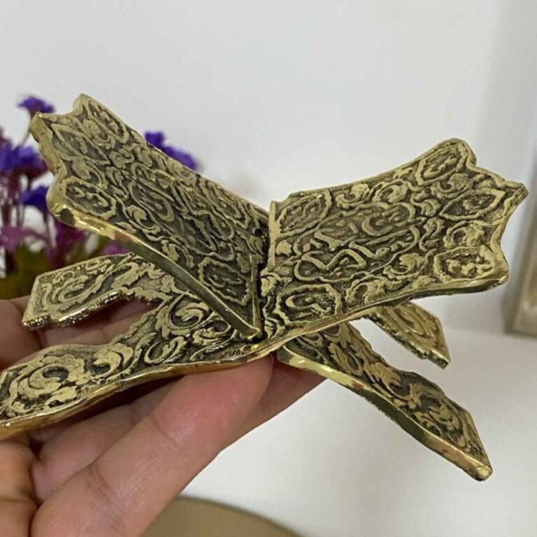 Foldable Brass Quran Rehal Stand Holder with Engraved Deign - ShopiPersia