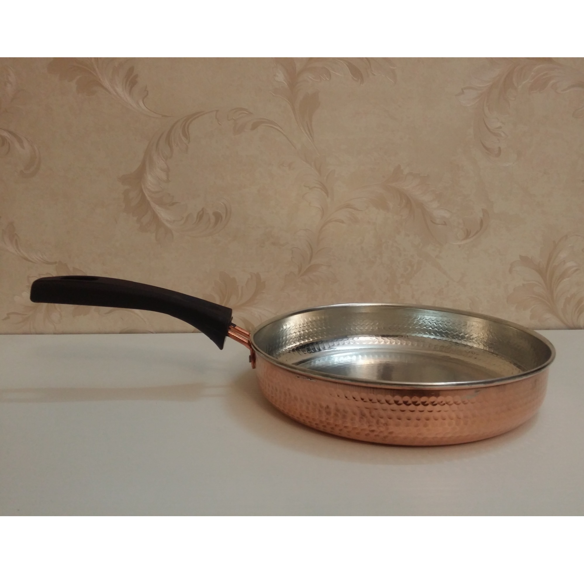 Handcrafted Persian Copper Frying Pan - Hammered Nima Design - ShopiPersia
