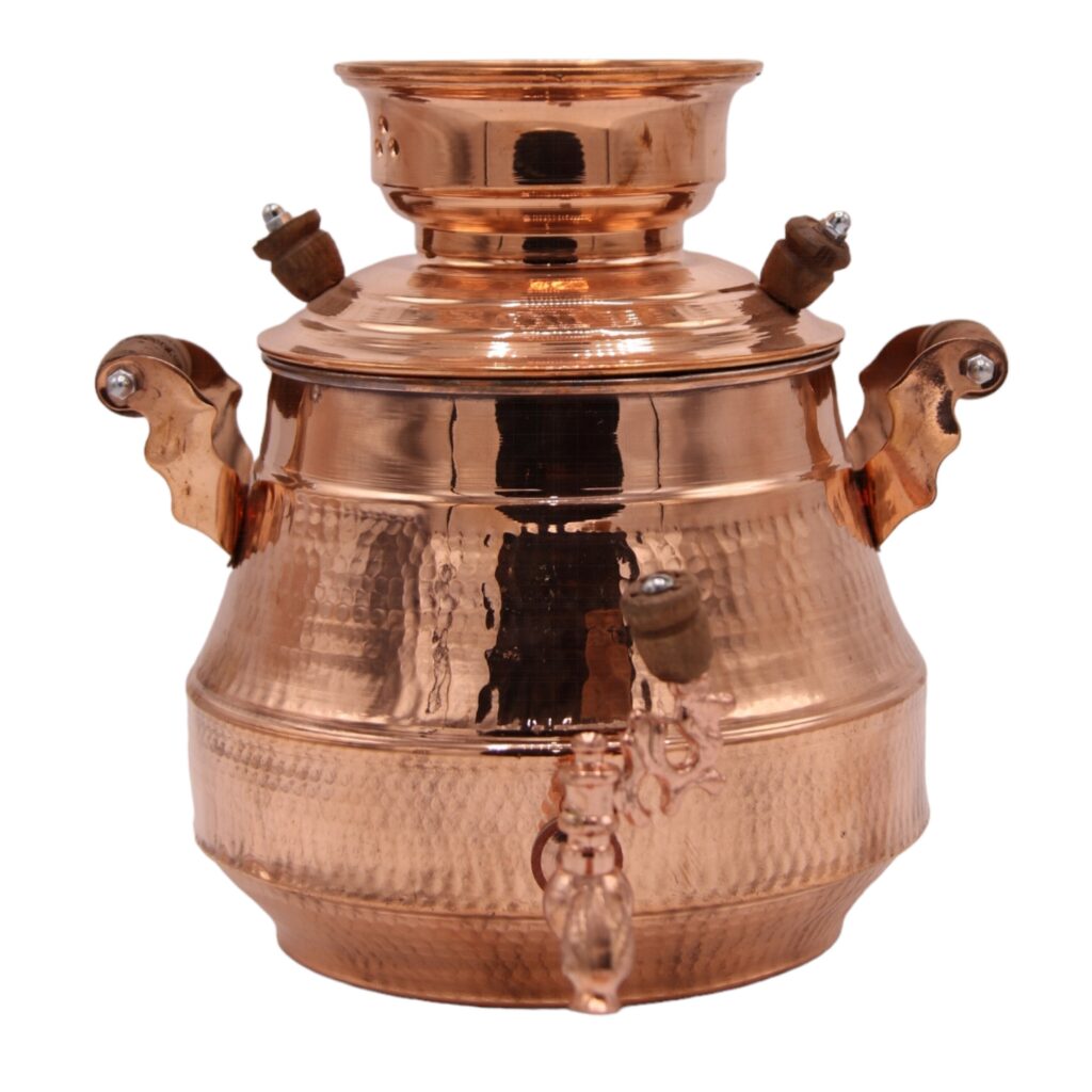 Persian Copper Stovetop Samovar Tea Maker with Teapot 3-Liter - ShopiPersia