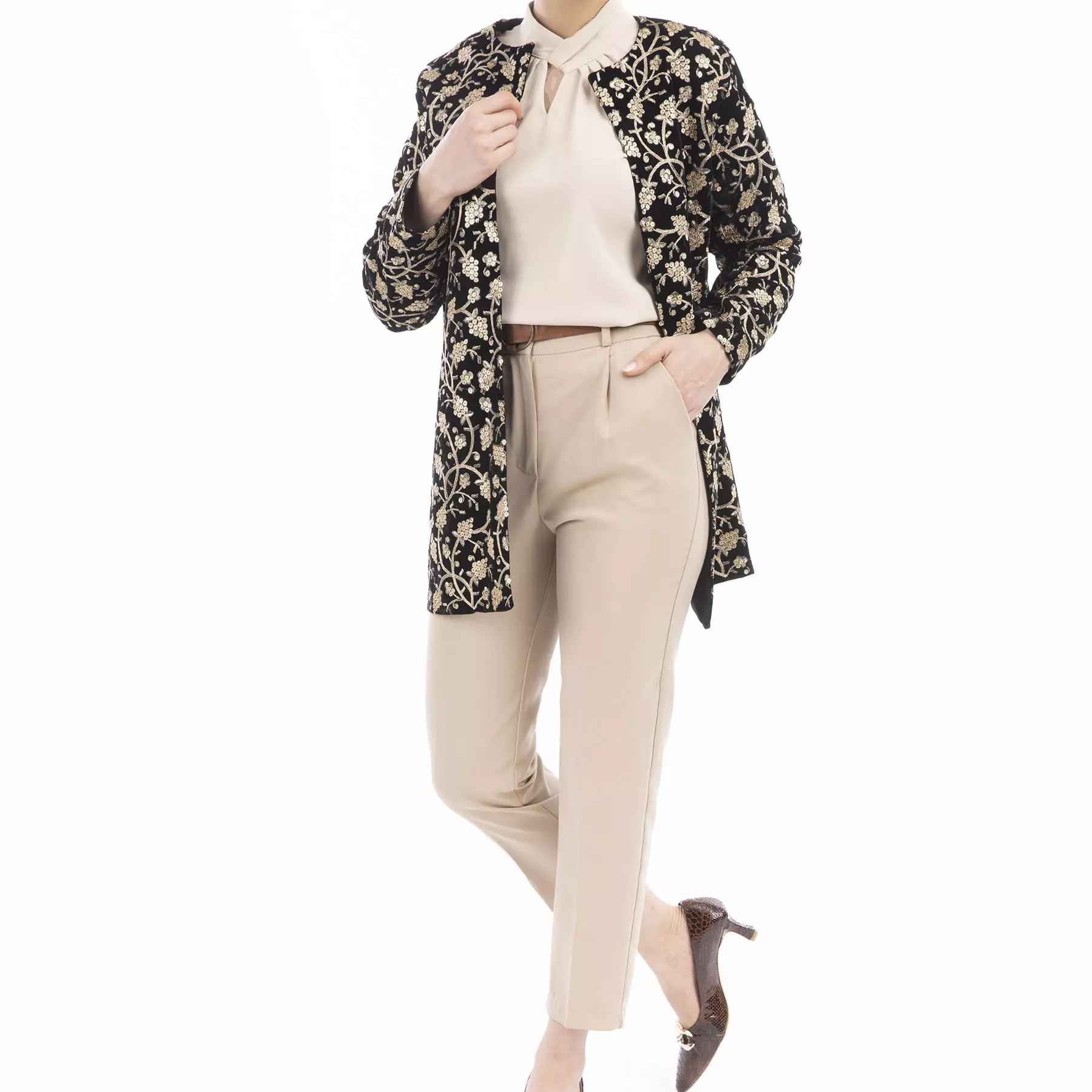 Persian Embroidered Manto for Women Model Sequin Work - ShopiPersia