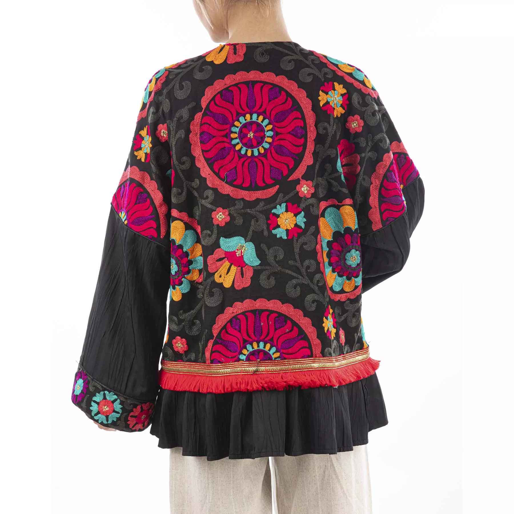 Persian Embroidered Manto for Women with Floral Design - ShopiPersia