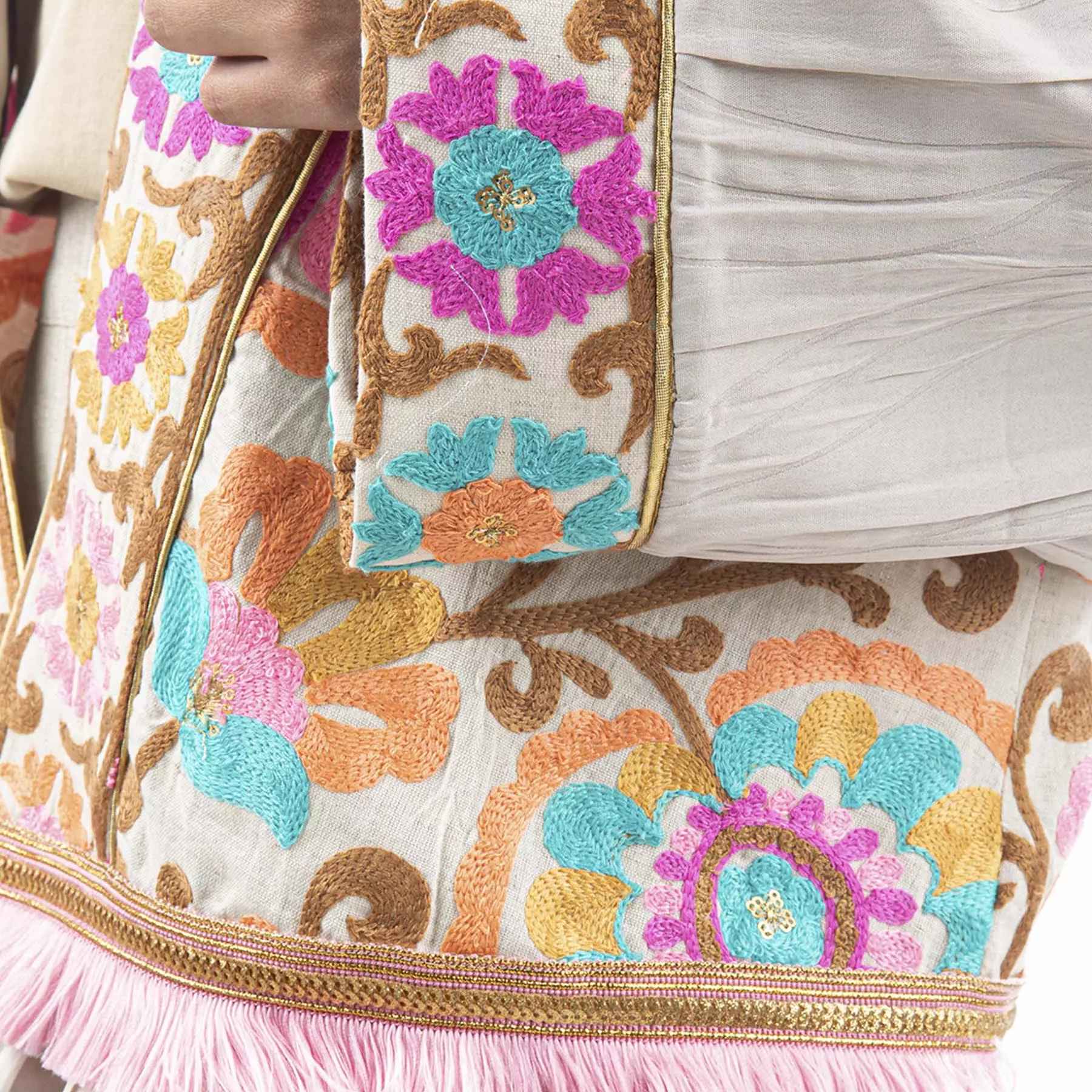 Persian Embroidered Manto for Women with Floral Design - ShopiPersia