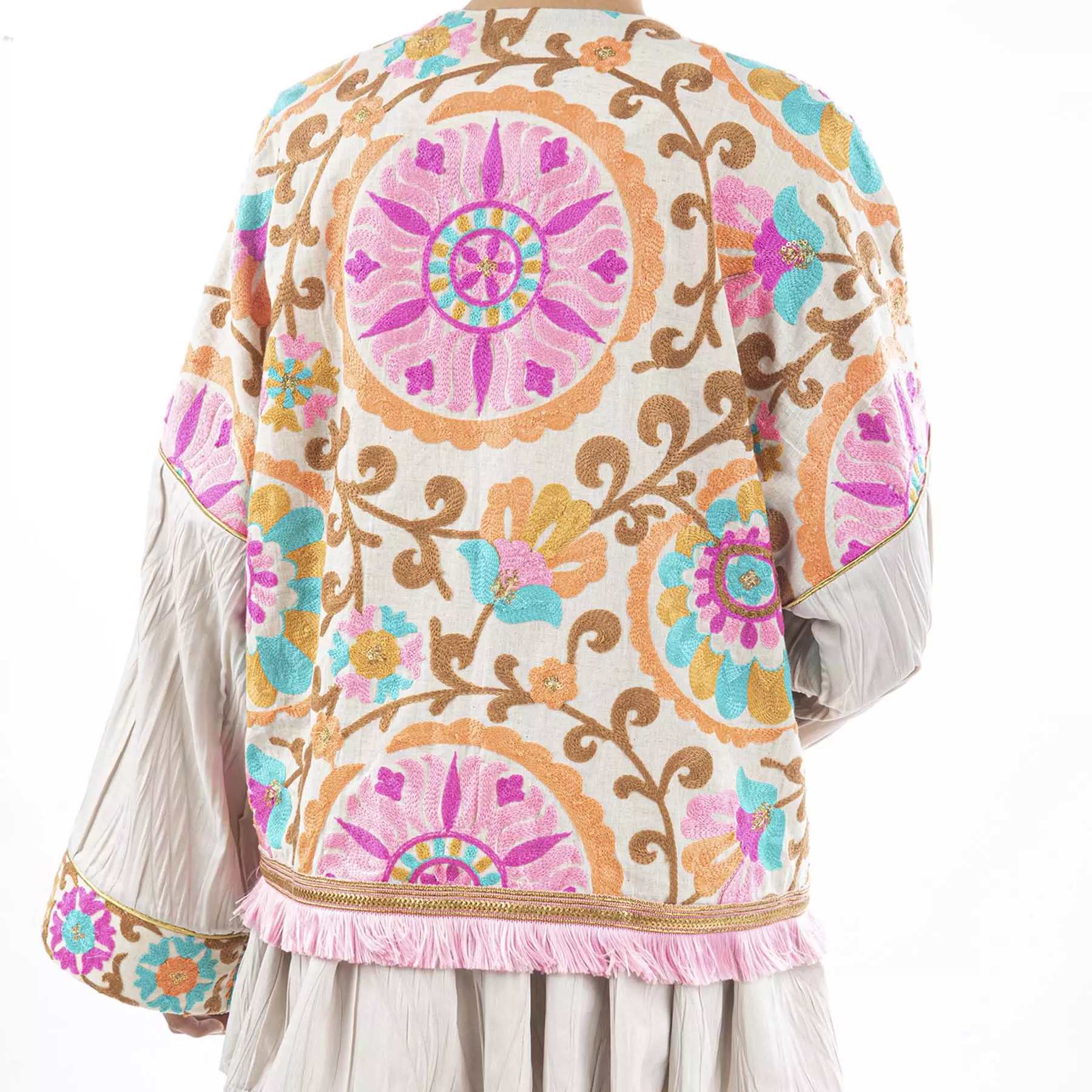 Persian Embroidered Manto for Women with Floral Design - ShopiPersia