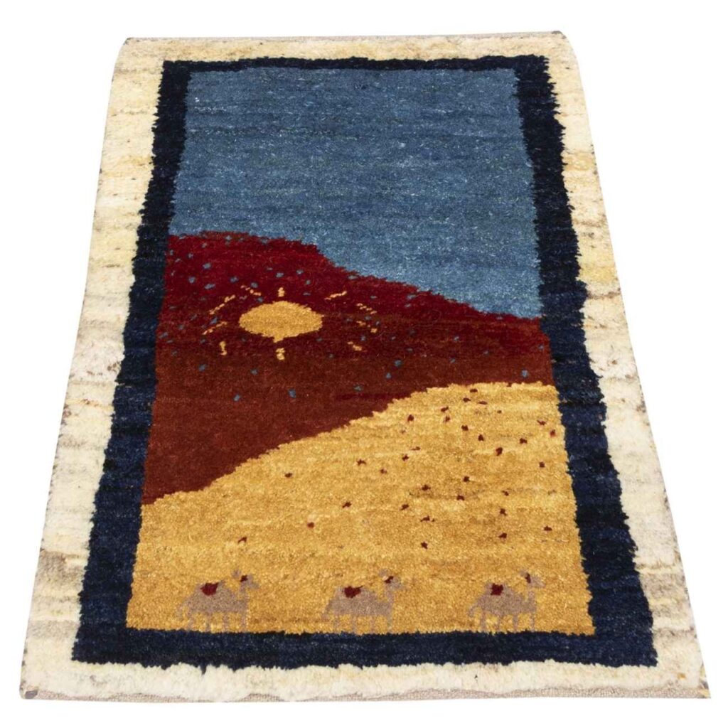 Persian Gabbeh Wool Rug Handwoven in Chahar Mahal & Bakhtiari Sunburst ...