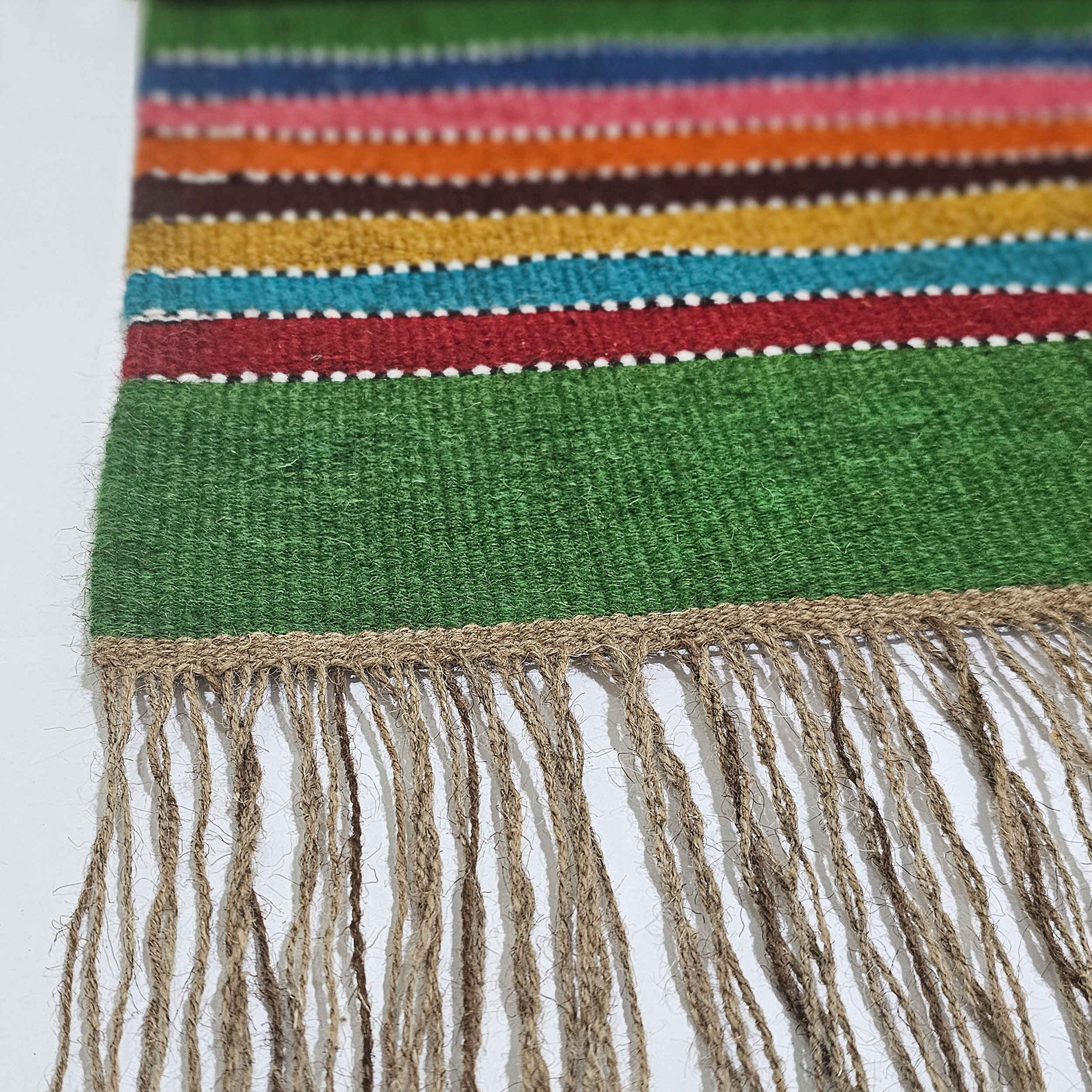 Persian Kilim Rug with Wool Handwoven in Lorestan Striped Green ...