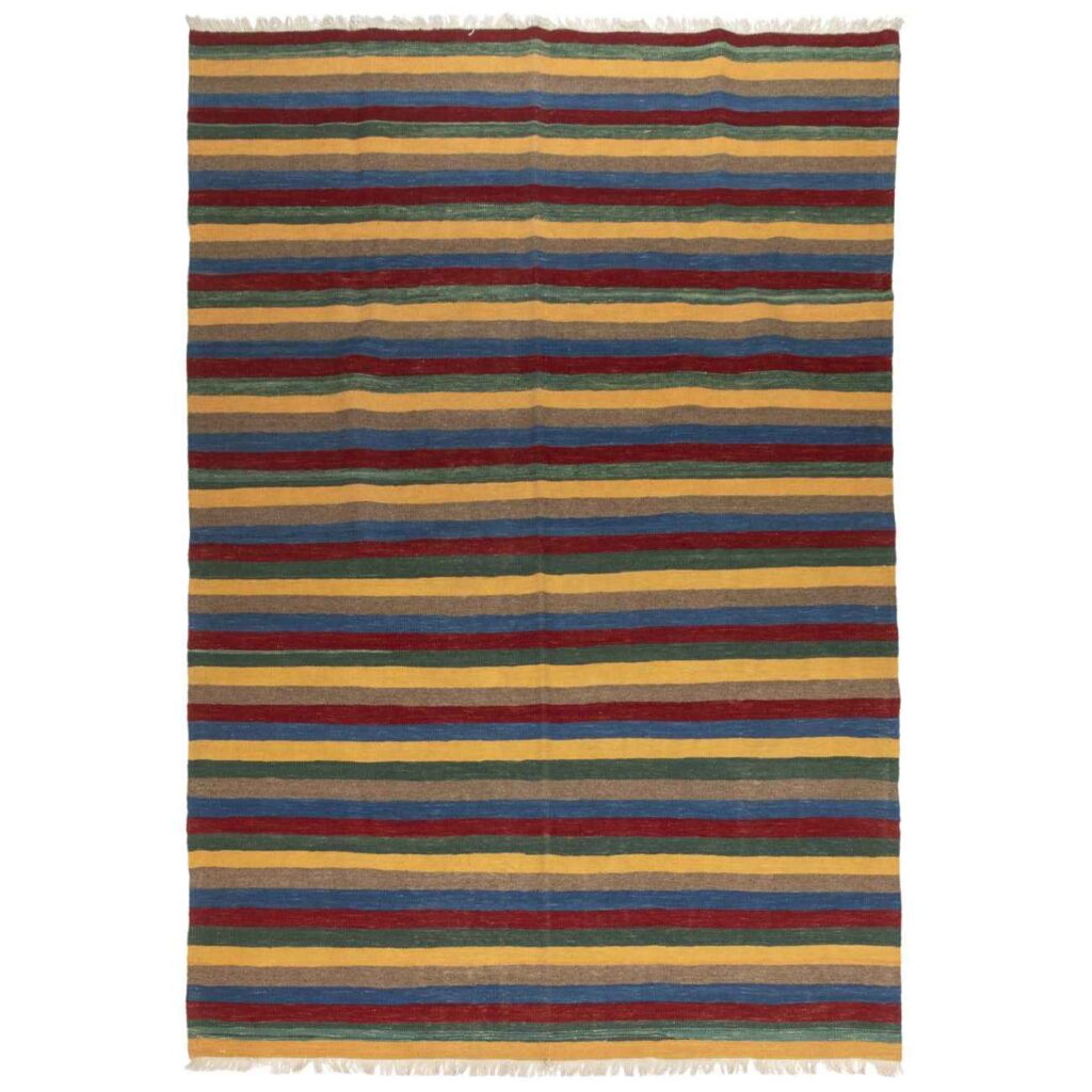 Persian Kilim Rug with Wool Original Handwoven in Fars Striped ...