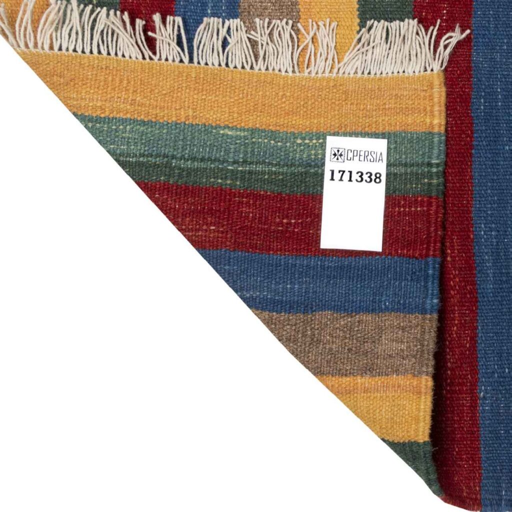 Persian Kilim Rug with Wool Original Handwoven in Fars Striped ...