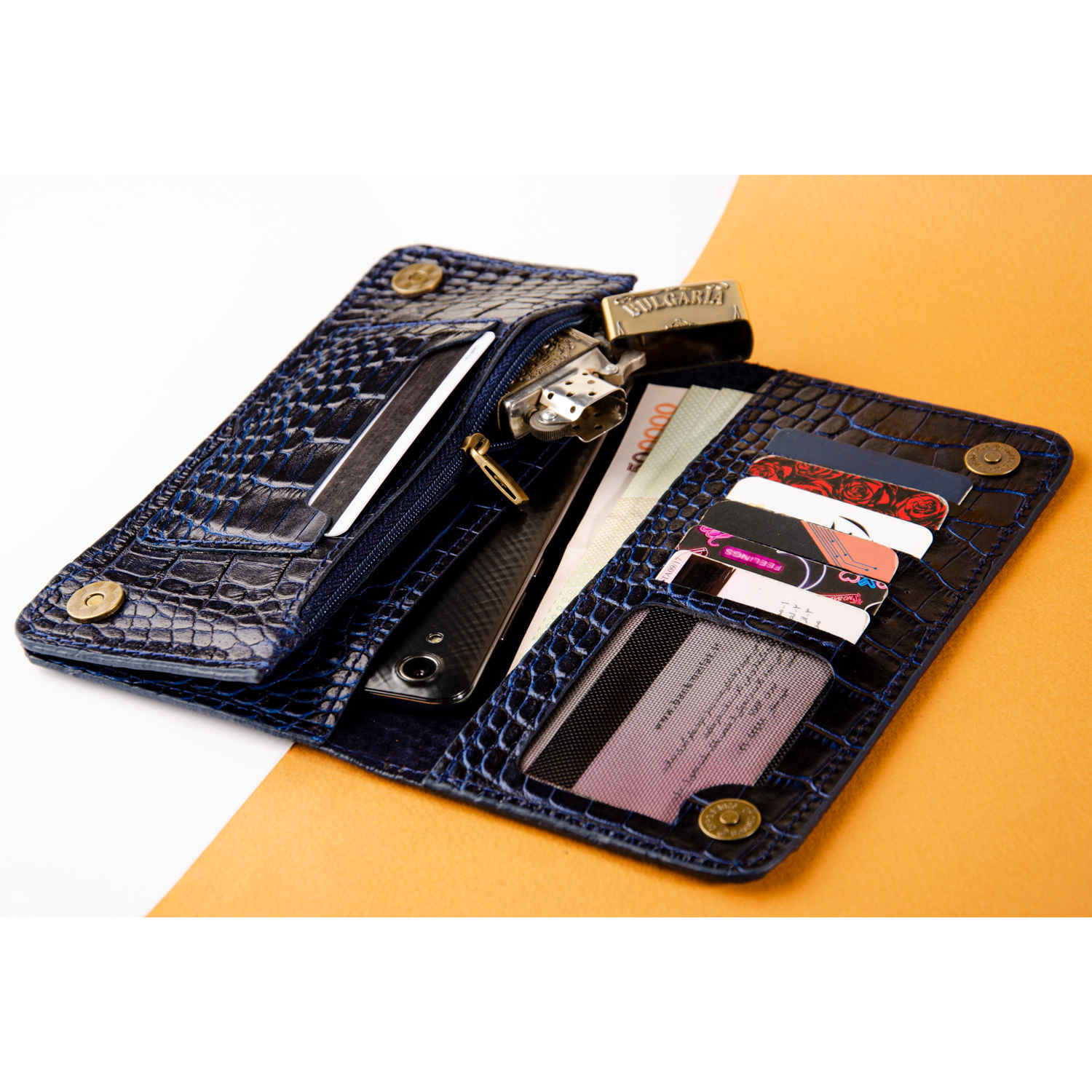 Persian Leather Long Wallet with Embossed Design - ShopiPersia