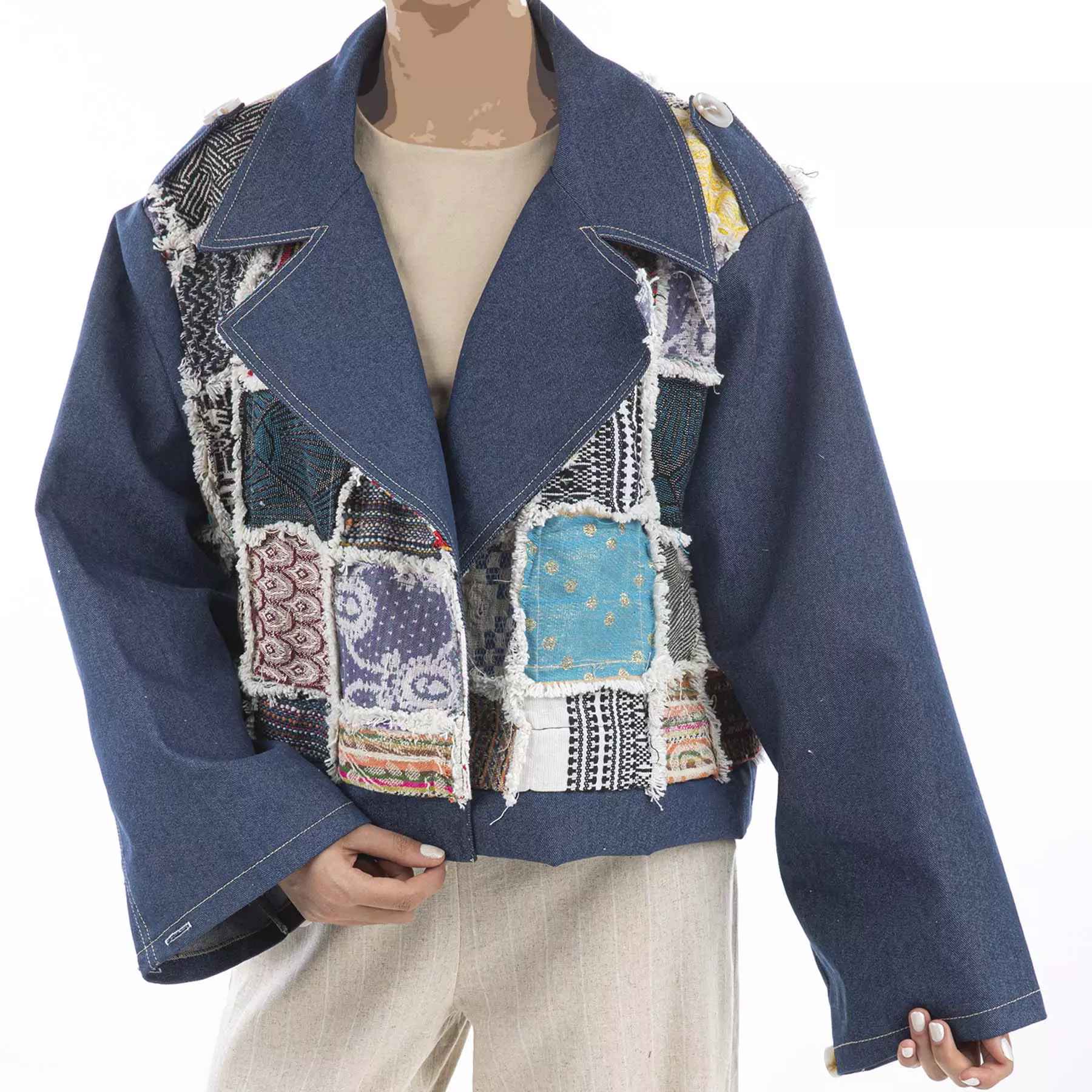 Persian Loose Fit Manto for Women with Patchwork Design - ShopiPersia