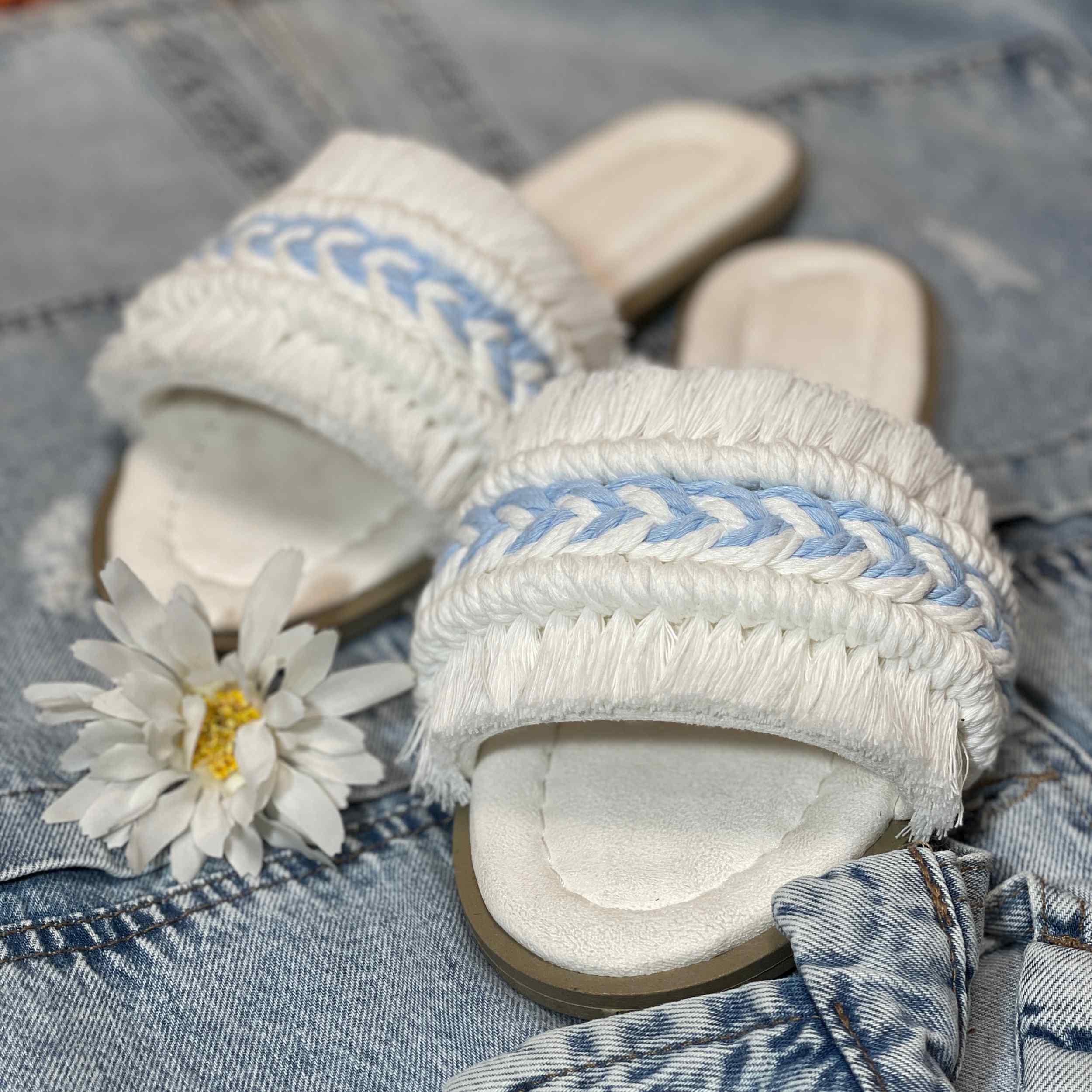 Macrame Boho Chic Slippers for Women Model Flat - ShopiPersia