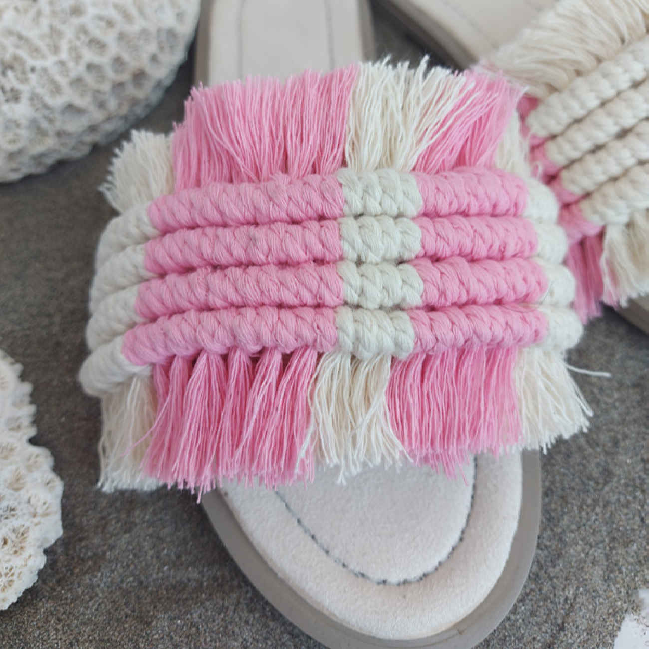 Macrame Boho Chic Slippers for Women Model Summer - ShopiPersia