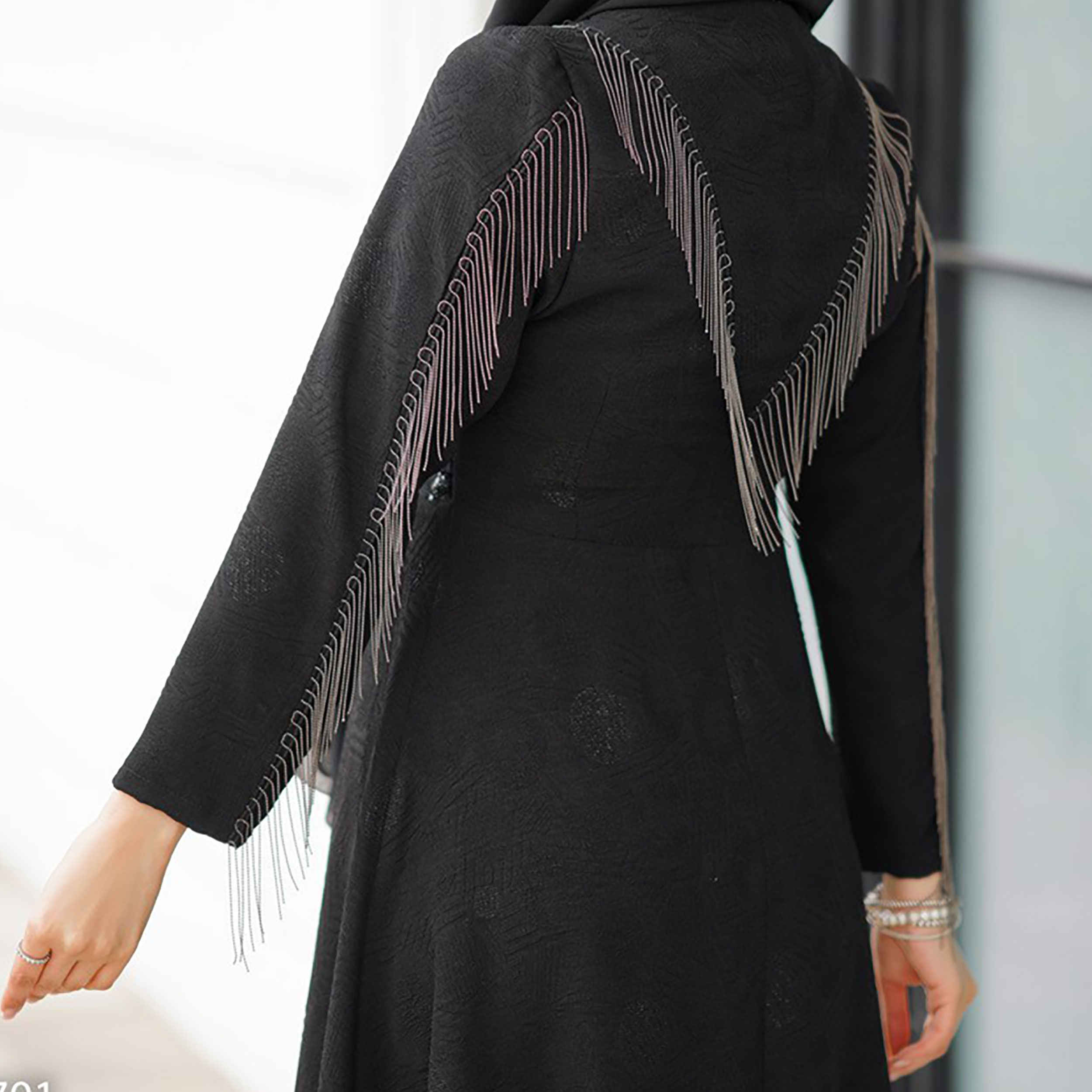 Persian Manto for Women with Black Crepe Fabric Model Pargol - ShopiPersia