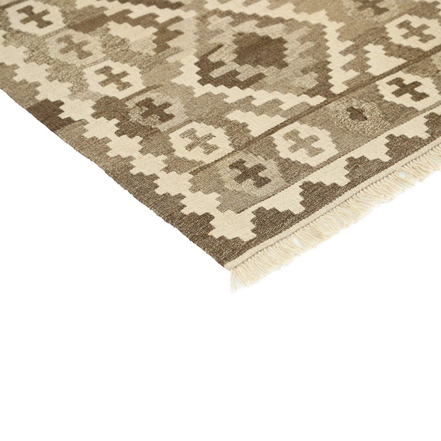 Persian Rug Table Runner Handwoven in Qashqai Style Brown - ShopiPersia