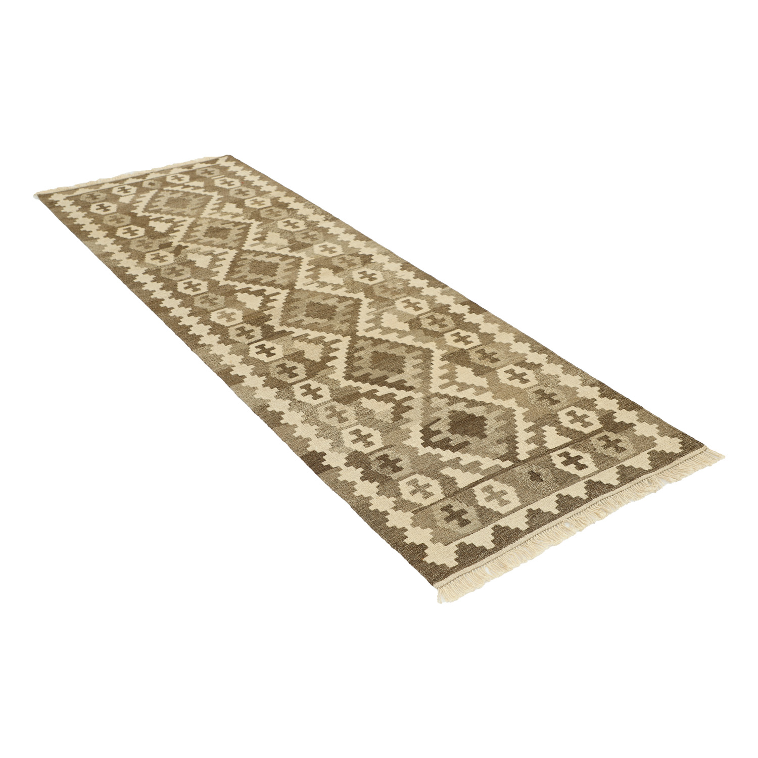 Persian Rug Table Runner Handwoven in Qashqai Style Brown - ShopiPersia