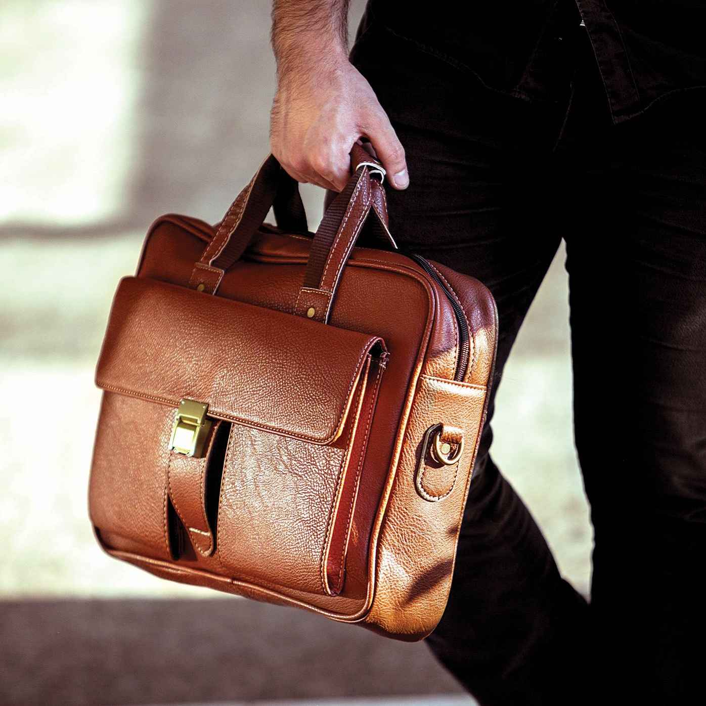 Spacious Leather Briefcase for Men Model DP1 - ShopiPersia